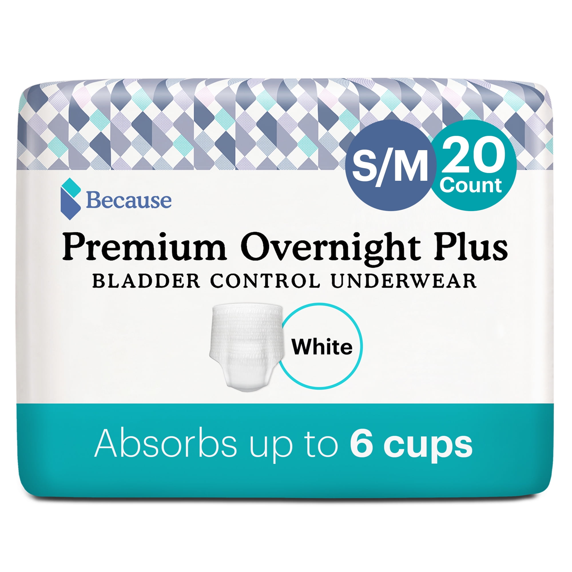 Because Premium Overnight Plus Incontinence Underwear - Absorbent, Leak ...
