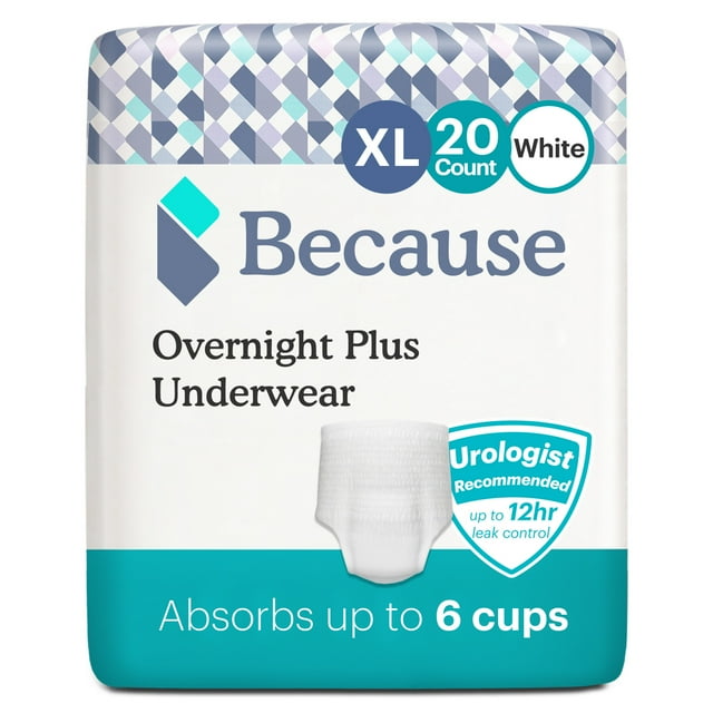 Because Premium Nighttime Adult Diapers - XL, 20 Ct, Incontinence ...