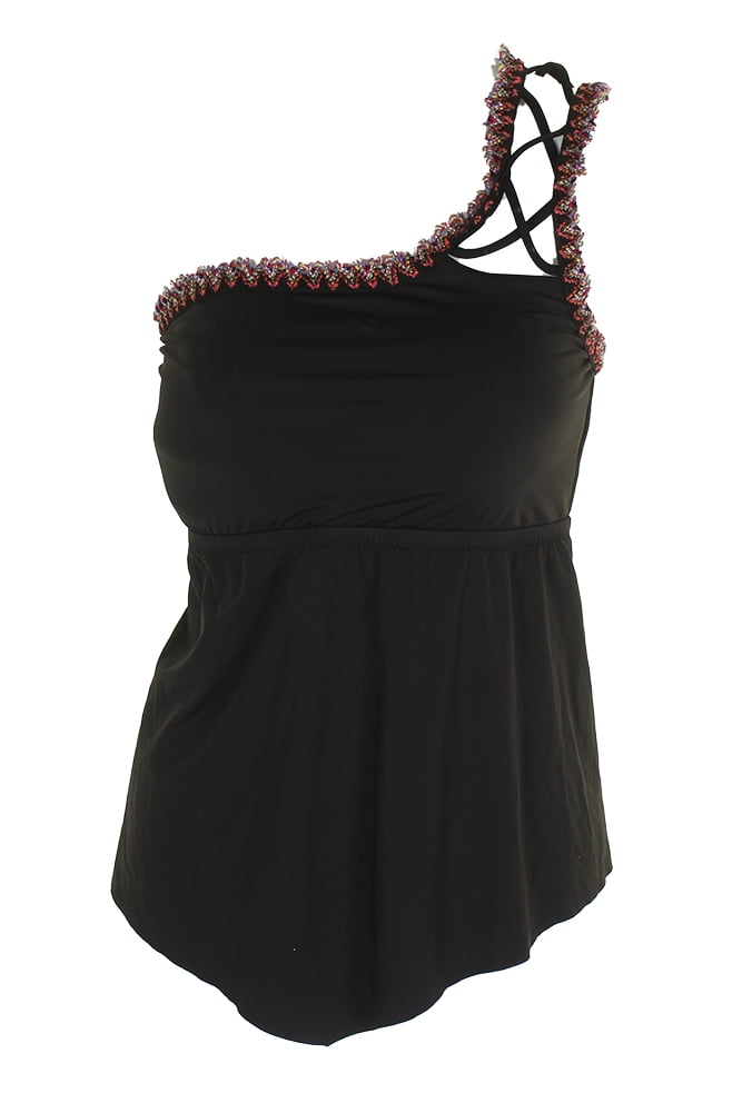 Becca ETC Plus Size One-Shoulder Tankini Top - Walmart.com