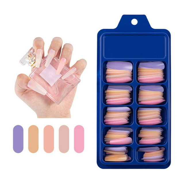 Beccgirl 100pcs Long Fake Nails Full Cover False Nail Coffin Tips