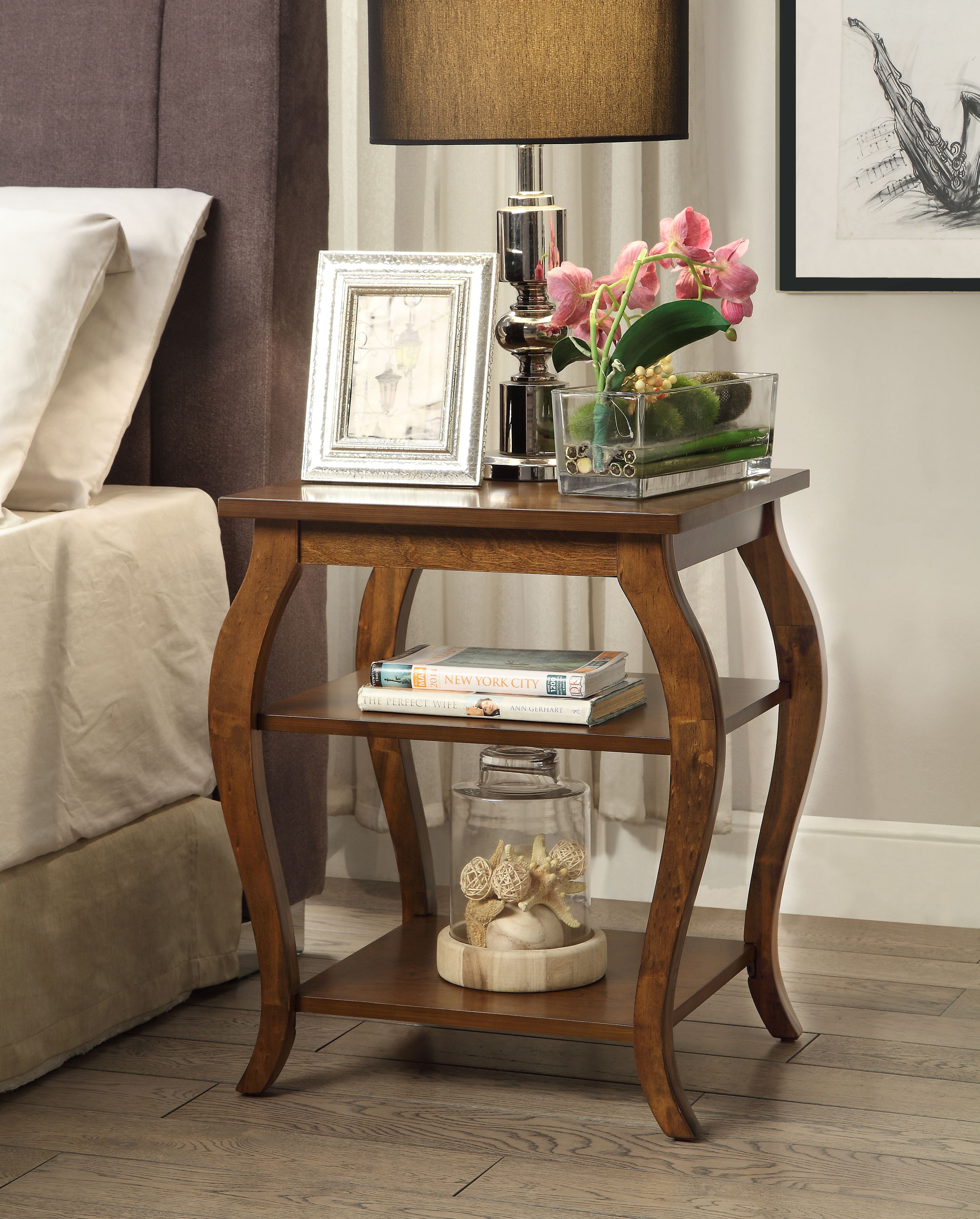 Becci Walnut Finish Accent Table - Walmart.com