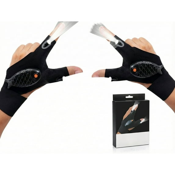 Becikitc Flashlight Gloves, Rechargeable LED Work Gloves with Light ...