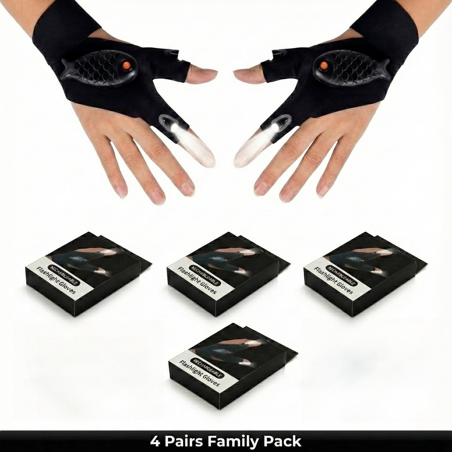 Becikitc Flashlight Gloves, Rechargeable LED Work Gloves with Light ...