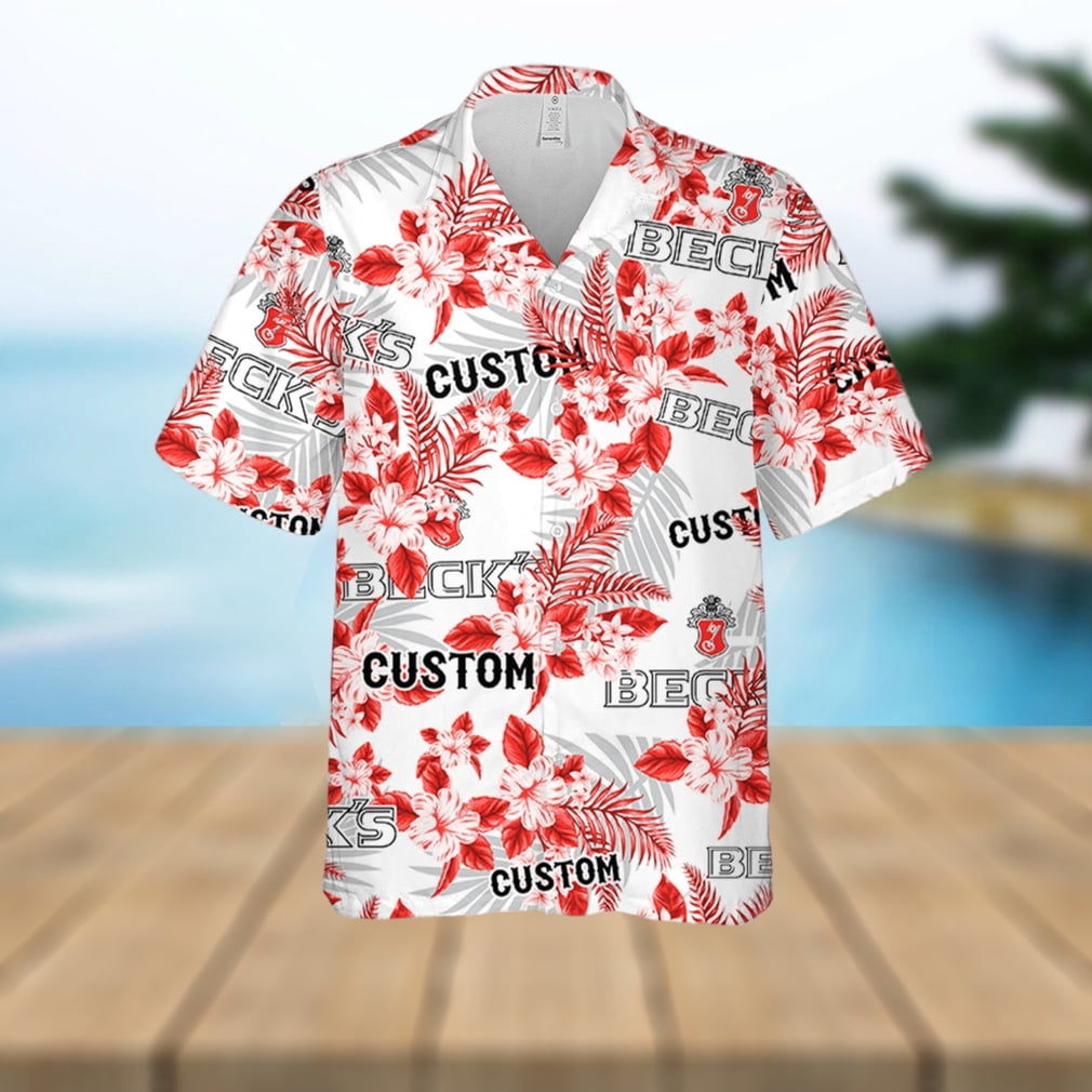 Beck s Beer Hawaiian Shirt Flowers Pattern Personalized Gift Men And ...