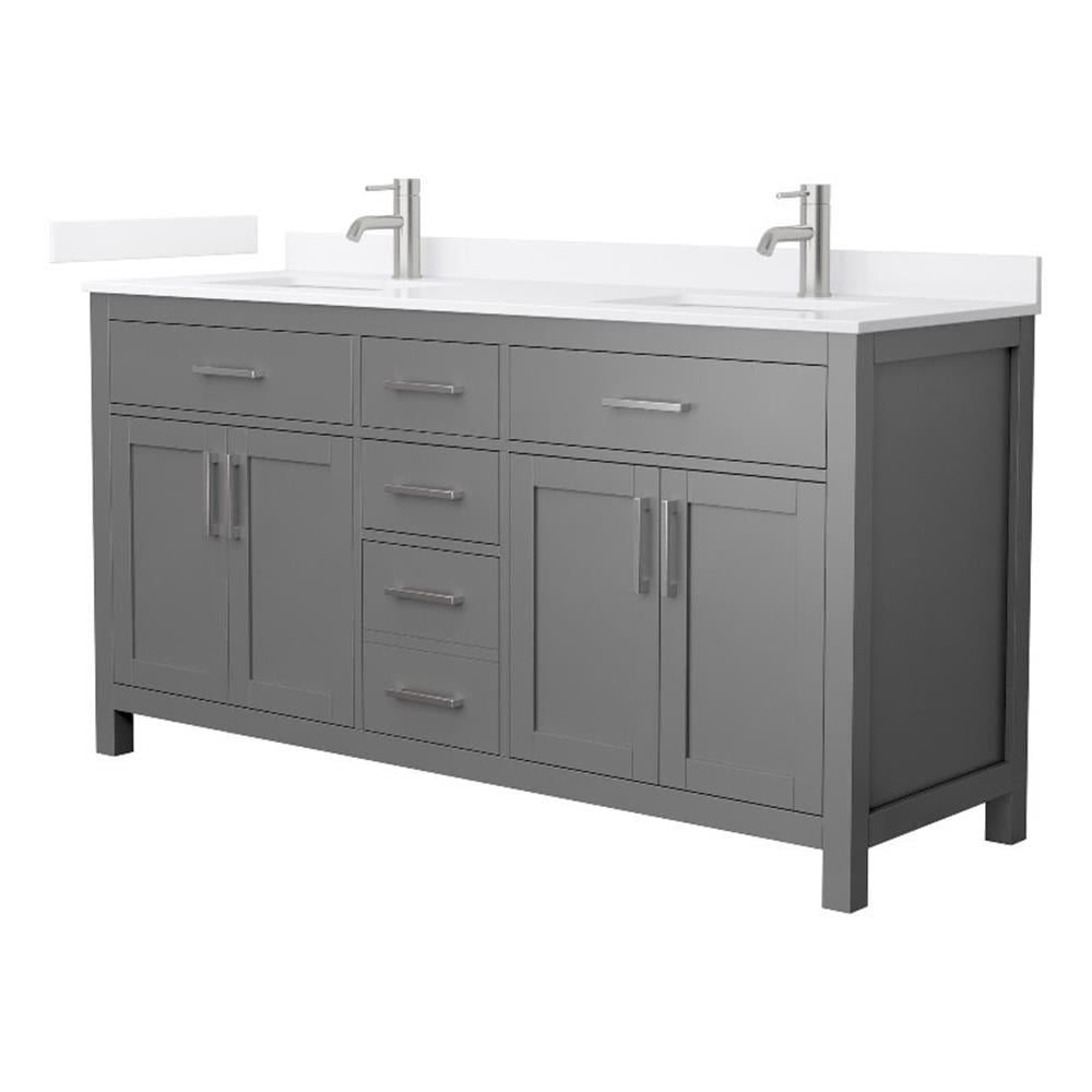 Beckett 66" Dark Gray Double Vanity & White Quartz Top (1-Hole ...