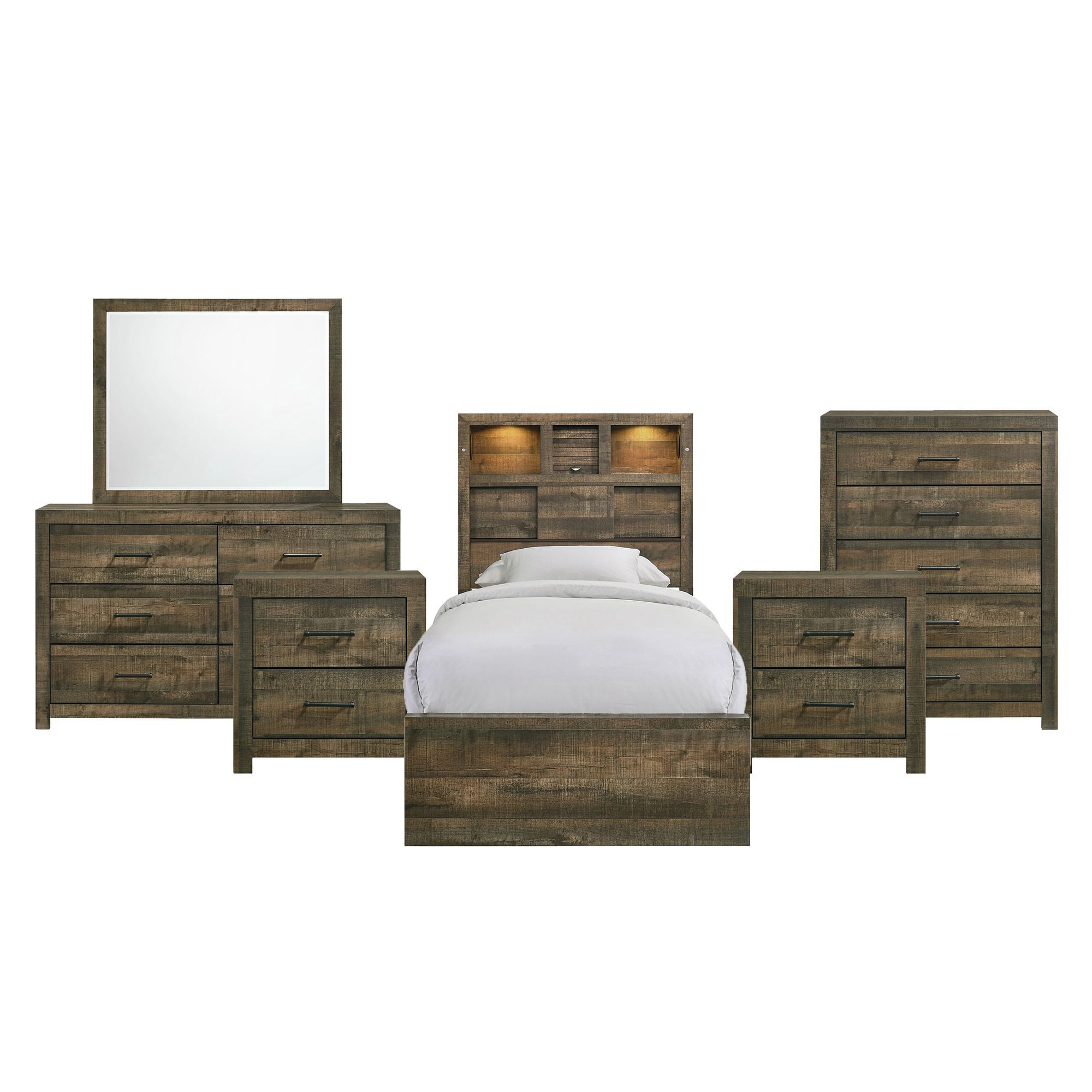 Picket House Furnishings Beckett Twin Bookcase Panel 6PC Bedroom Set w ...
