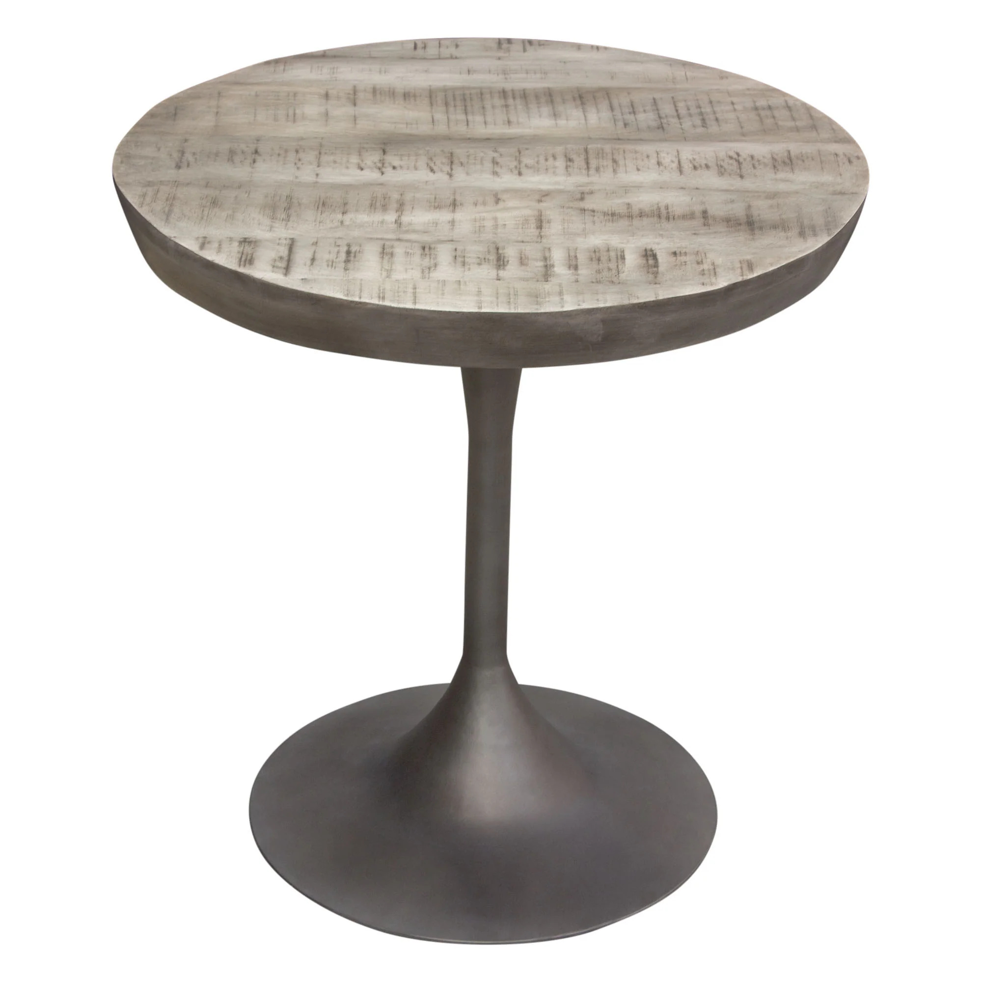 Beckham 30" Round Dining Table w/ Solid Mango Wood Top in Grey Finish w ...