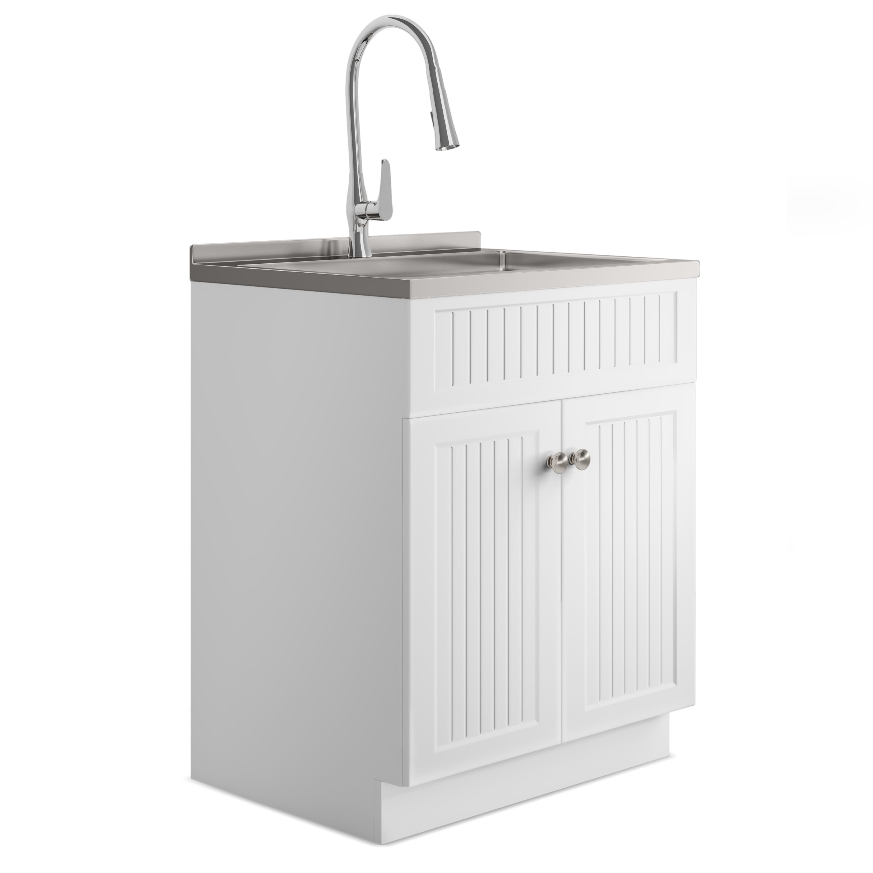 Simpli Home Beckham All-in-One 28-inch Utility Sink & Cabinet - Walmart.com