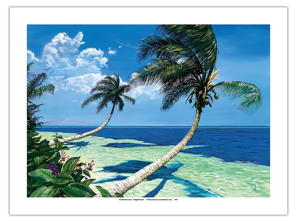 Beckoning Palms - Hawaiian Paradise Ocean View - From an Original Color ...