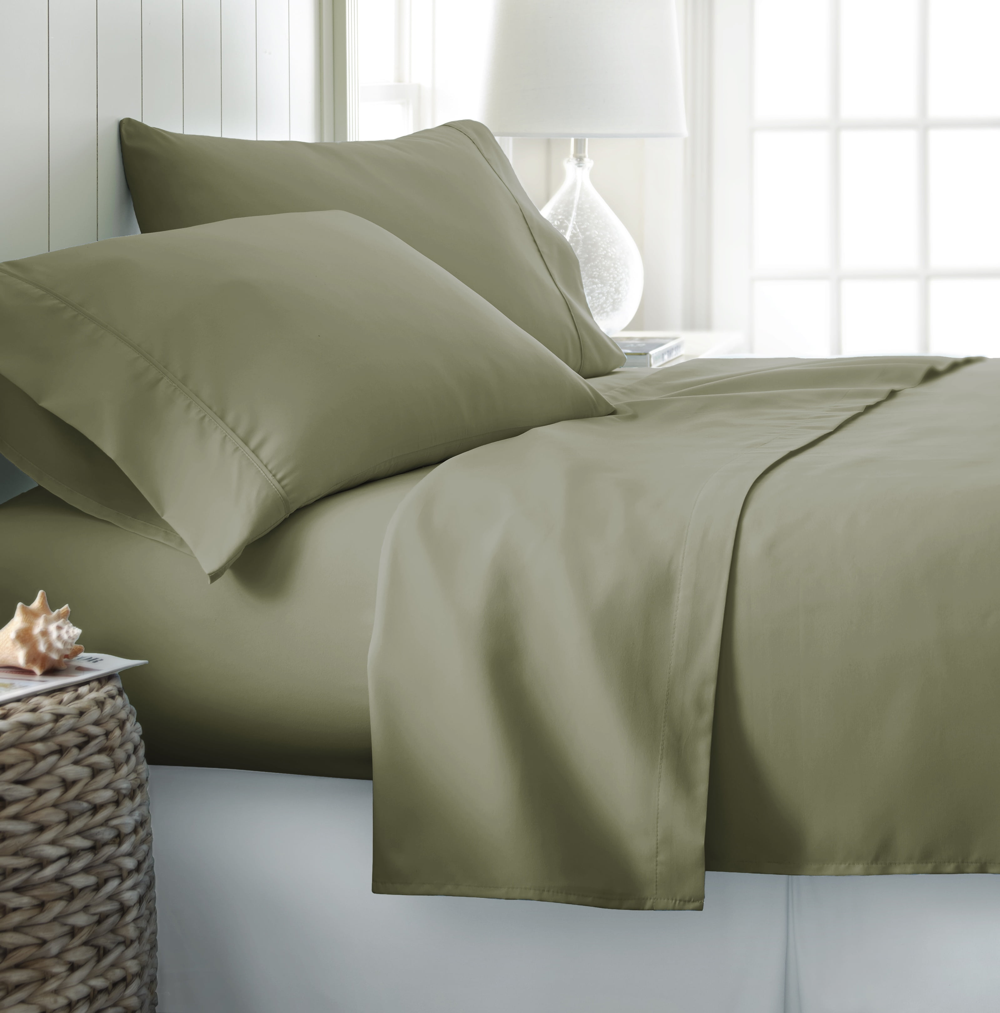 Becky Cameron Plain Microfiber Sheet Set, King, Green - Walmart.com