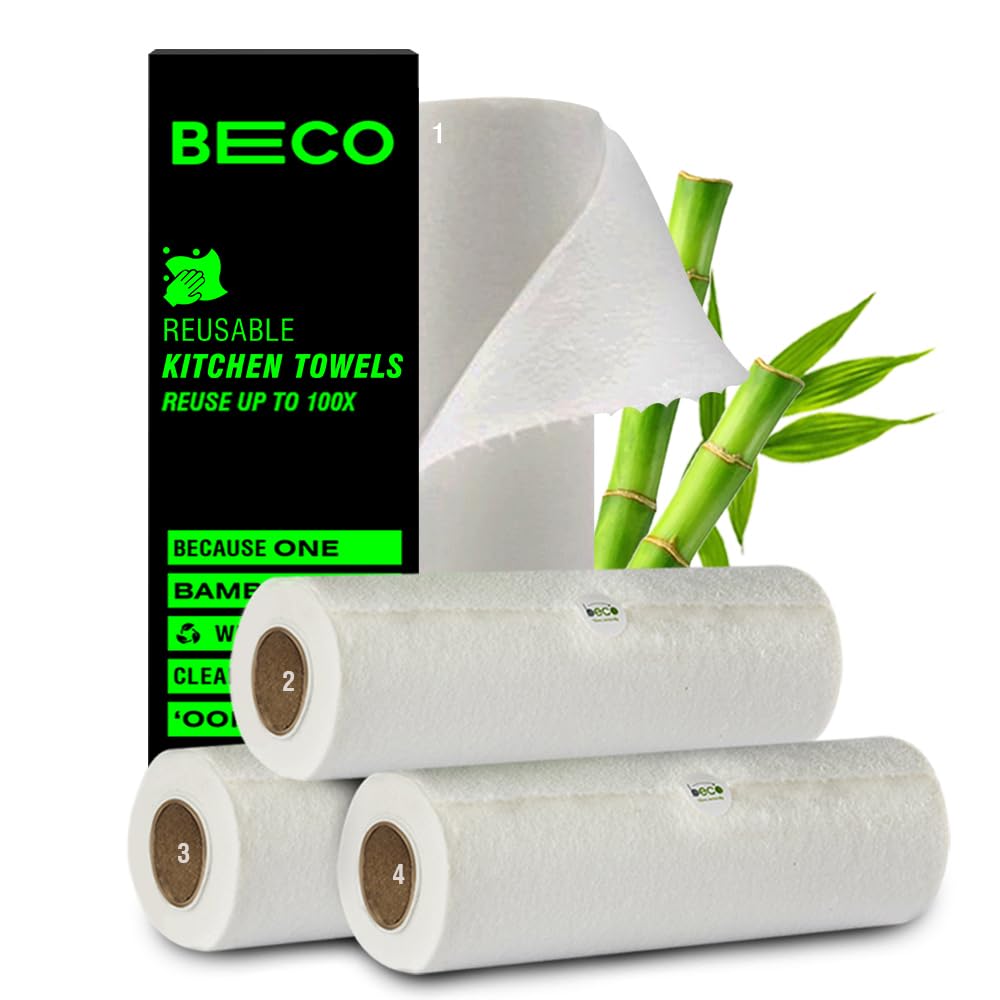 Beco Bamboo Reusable Kitchen Towels, 80 Sheets, 100% Natural And ...