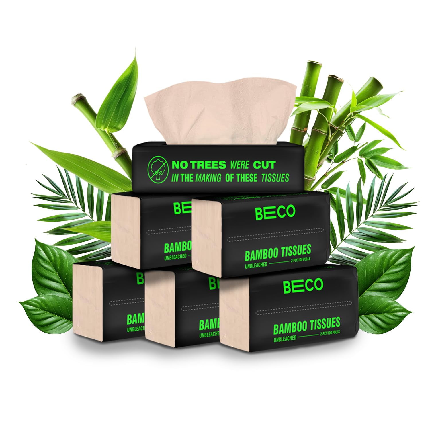Beco Bamboo Soft Facial Tissue Papers- 100 Pulls (Pack Of 6), 600 Pulls ...