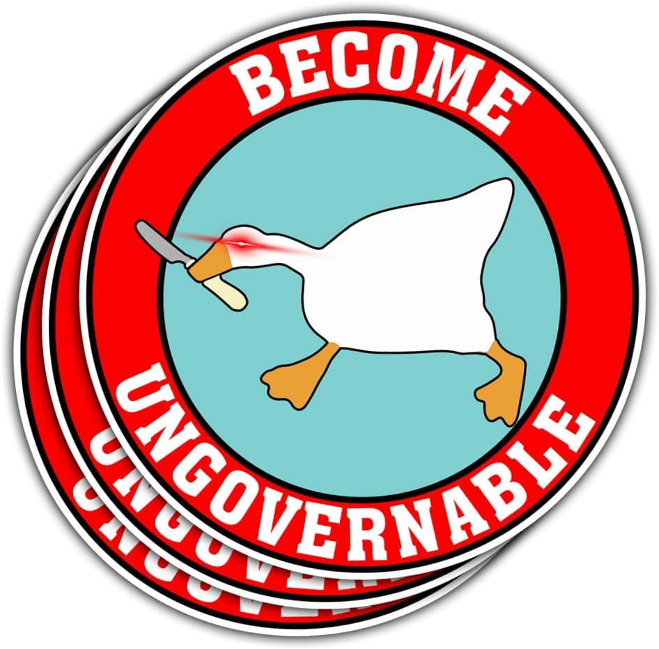Become Ungovernable Sticker, Funny Goose with Knife Anarchist, Become ...