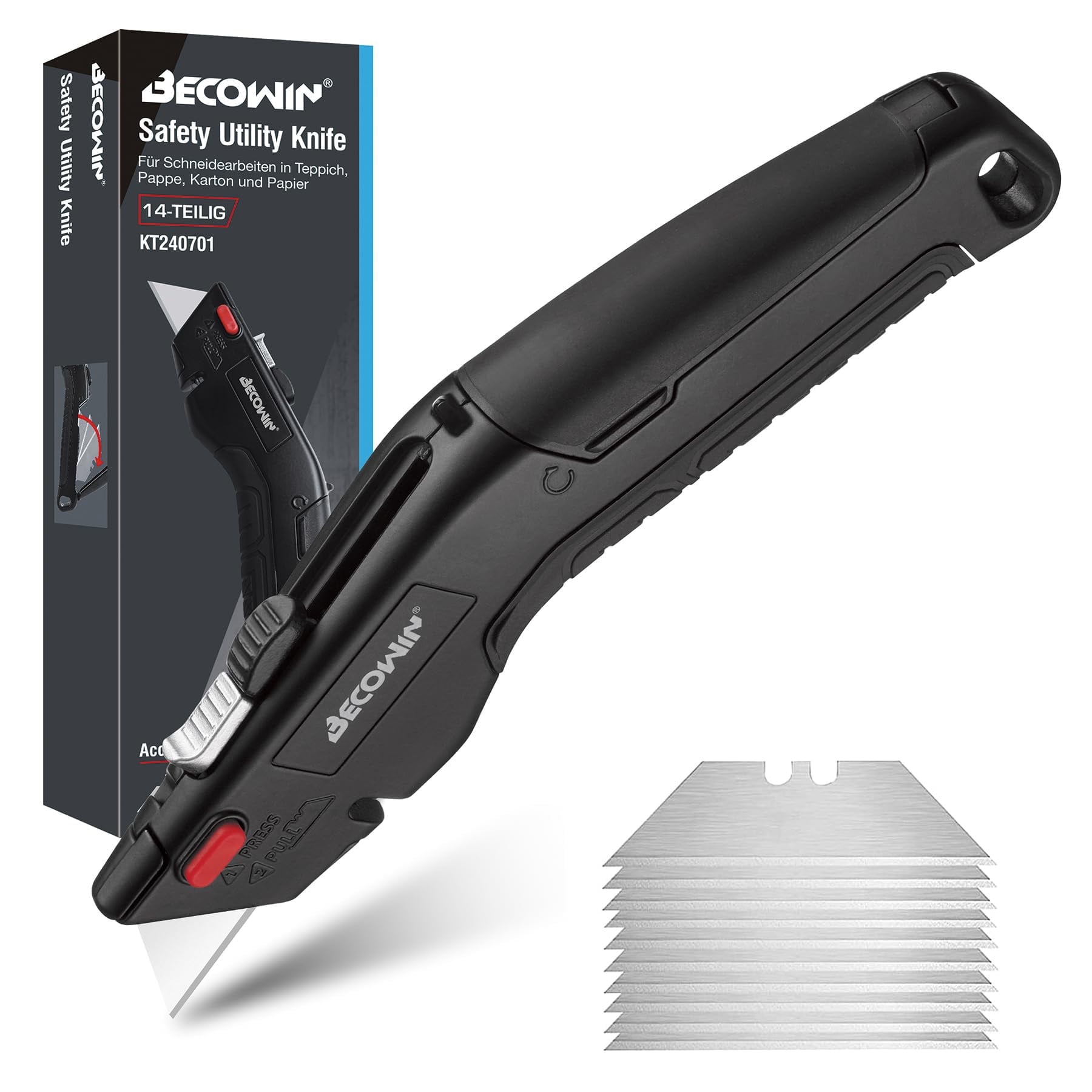 Becowin Utility Knife Retractable Cutter: Heavy Duty Box Cutter All ...
