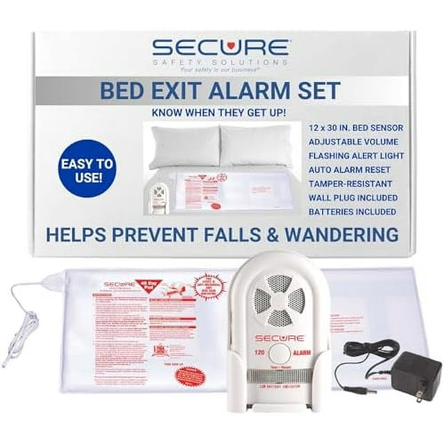 Bed Alarm for Seniors with Power Adapter - 12" x 30" Bed Sensor Pad, 80 ...