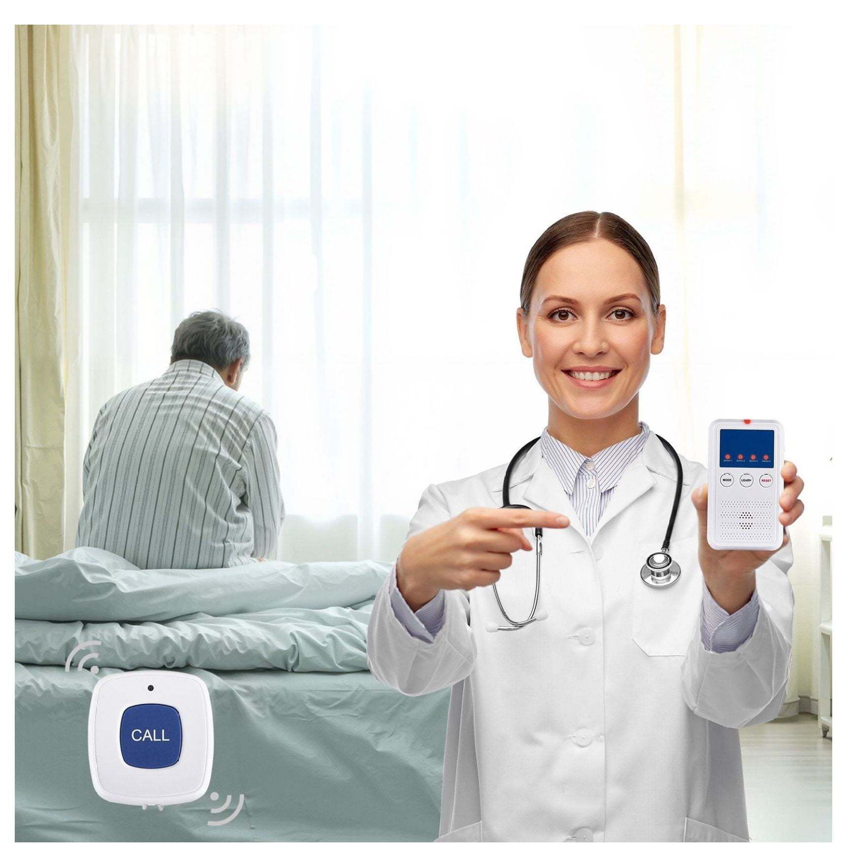 Bed Alarm System Wireless for Elderly - Fall Prevention with Sensor Pad ...