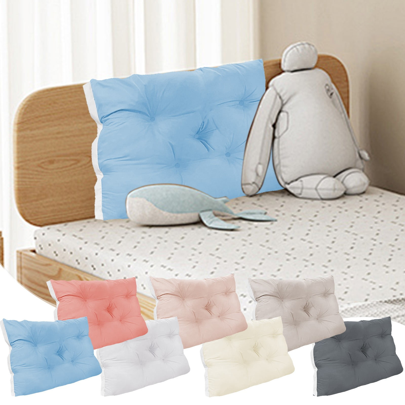 Bed Backrest Cushion Headboard Pillow Soft Polyester Support Pad 60x50cm for Bed Sofa Tatami ...