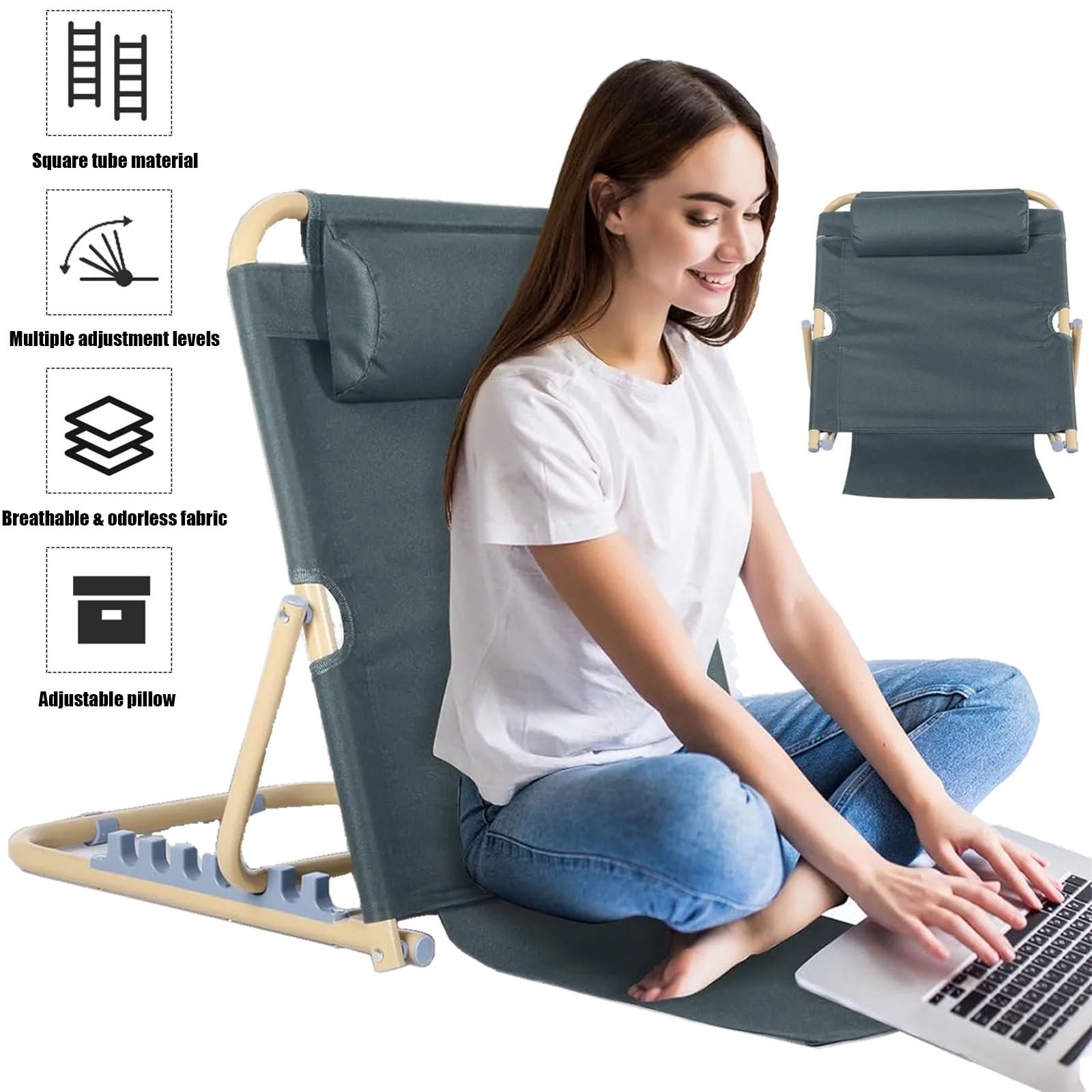 Bed Backrest Support, Elevated Bed Back with Headrest, Portable Folding ...