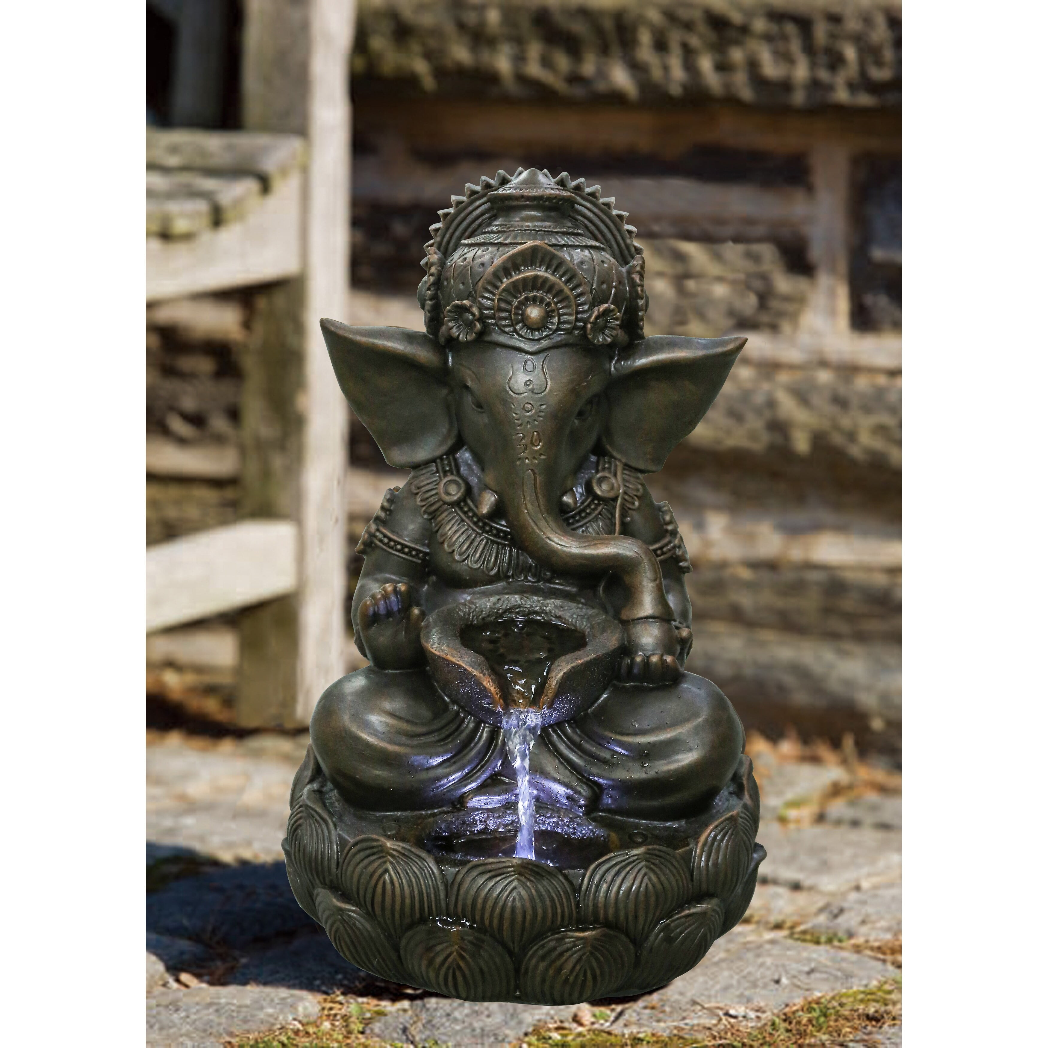 Bed Bath & Beyond 79554-M LED Lights Polyresin Lord Ganesh Sculptural ...