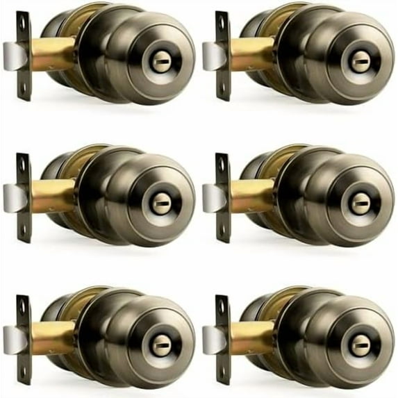 Bed/Bath Keyless Privacy Interior Door Knobs, Antique Brass Door Knobs ...