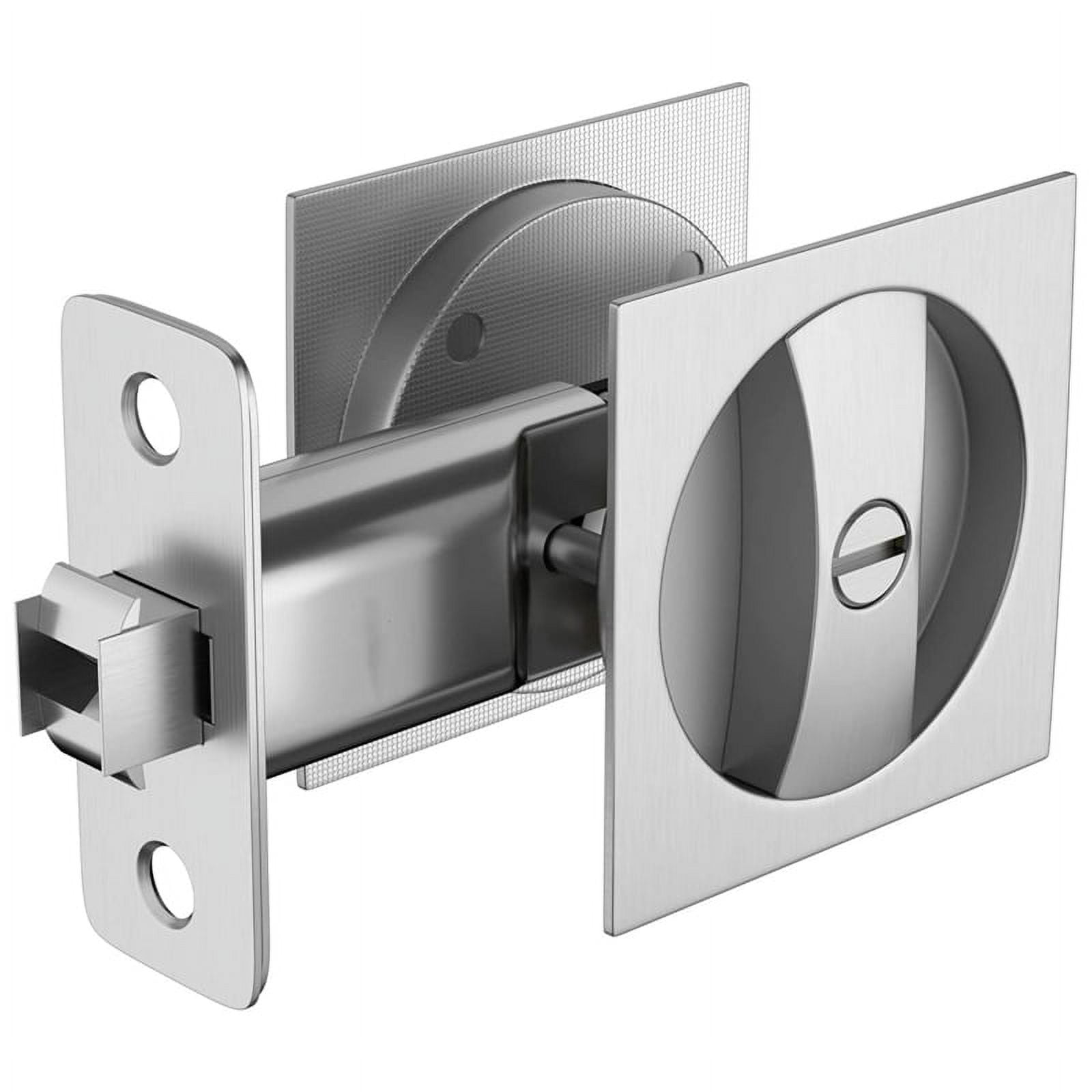 Bed/Bath Pocket Door Lock, Satin Nickel Contemporary Privacy Square ...