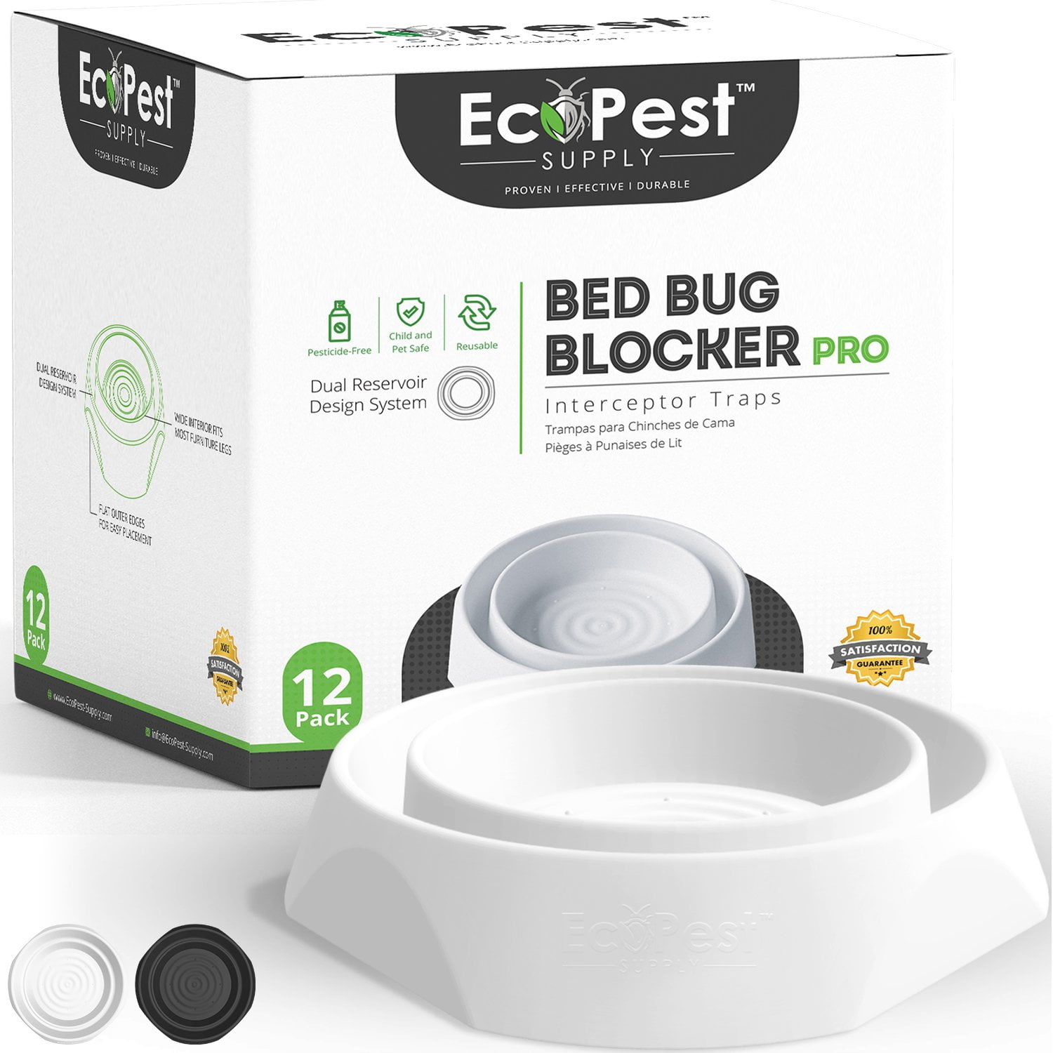 EcoPest Bed Bug Interceptor Traps, 12 Pack, Bed Leg Monitors and ...