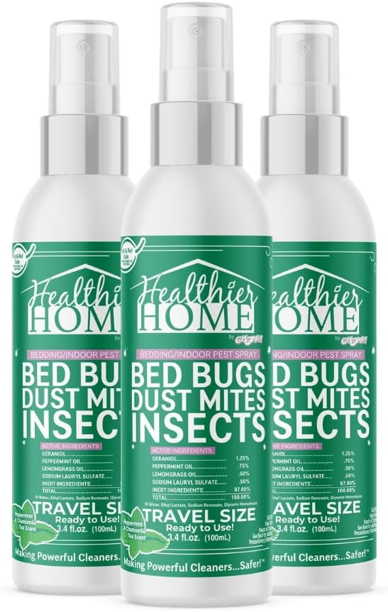 Bed Bug Spray, 3 Pack, Travel Size, Natural, Plant Based Bed Bug Killer ...