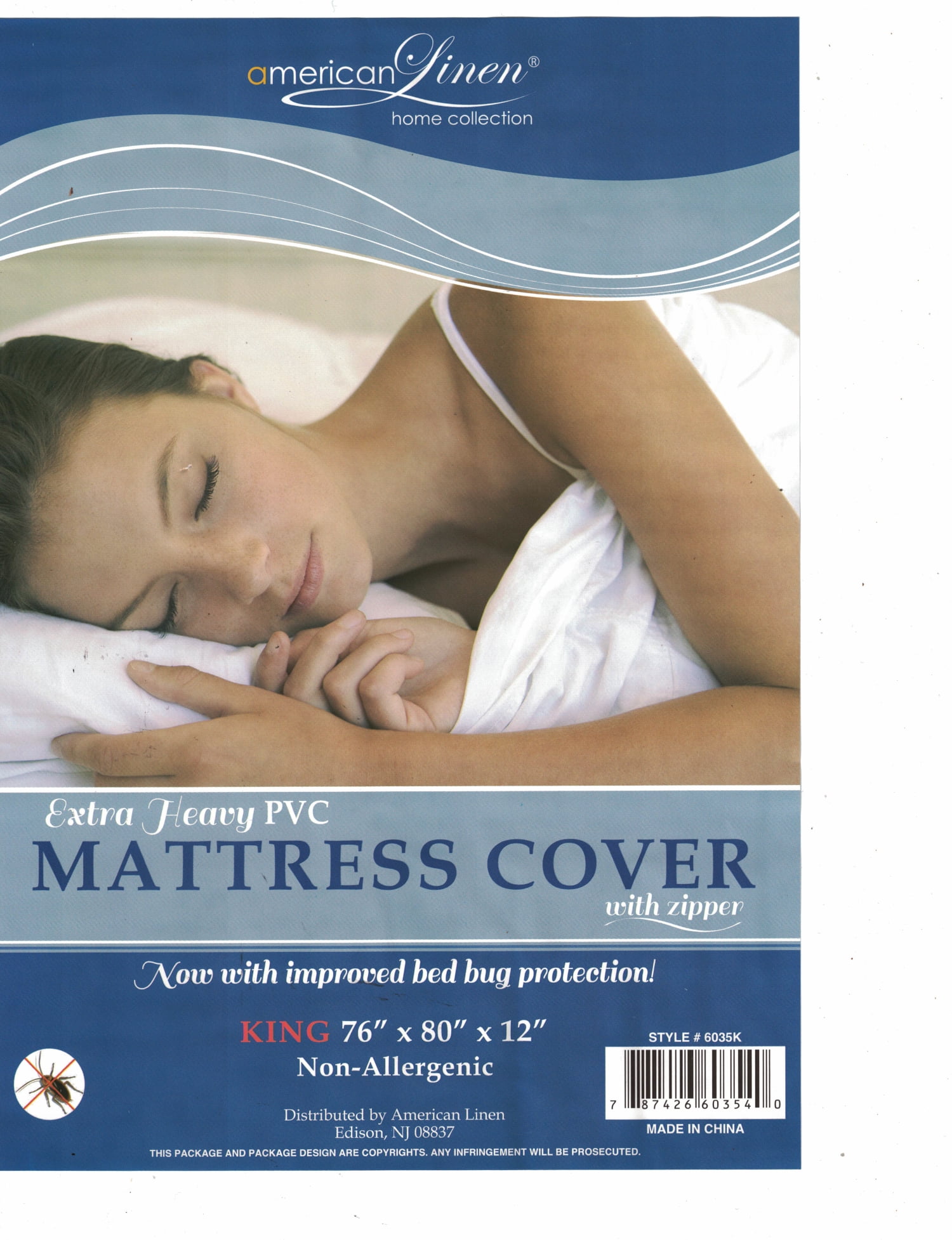 Bed Bug Waterproof Zippered Vinyl Mattress Cover/Protector 12" Deep ...