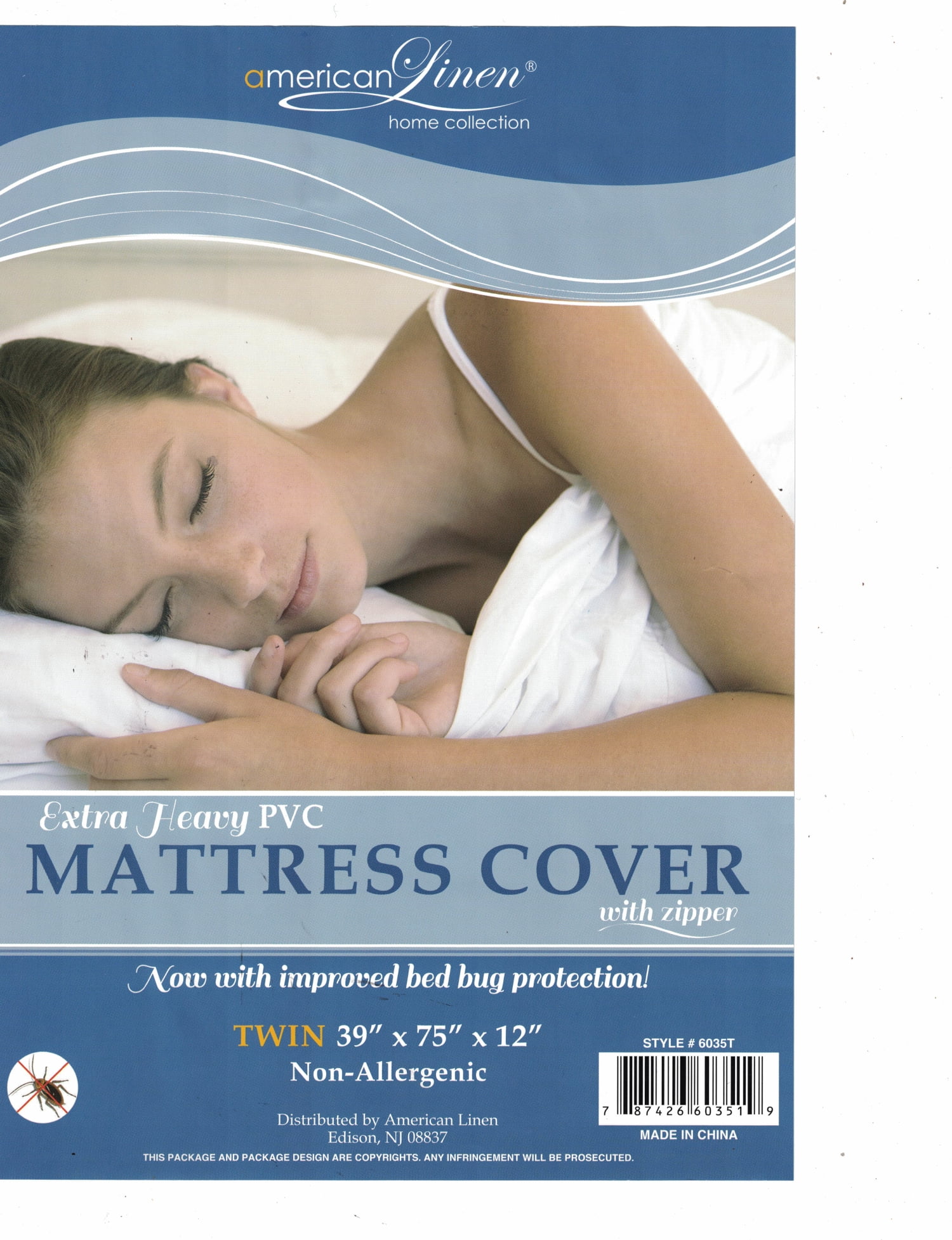 Bed Bug Waterproof Zippered Vinyl Mattress Cover/Protector 12" Deep ...