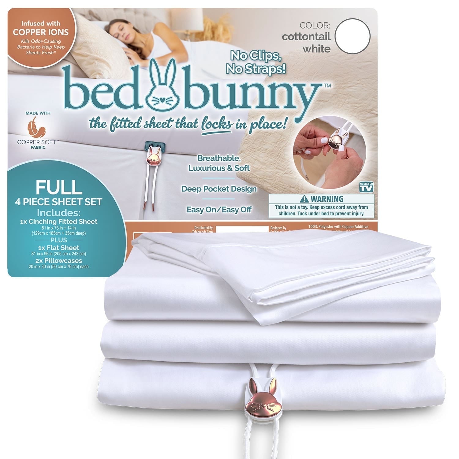 Full Locking Fitted Bed Sheet Set (4 Pcs), Stays On & Won’t Slip Off ...