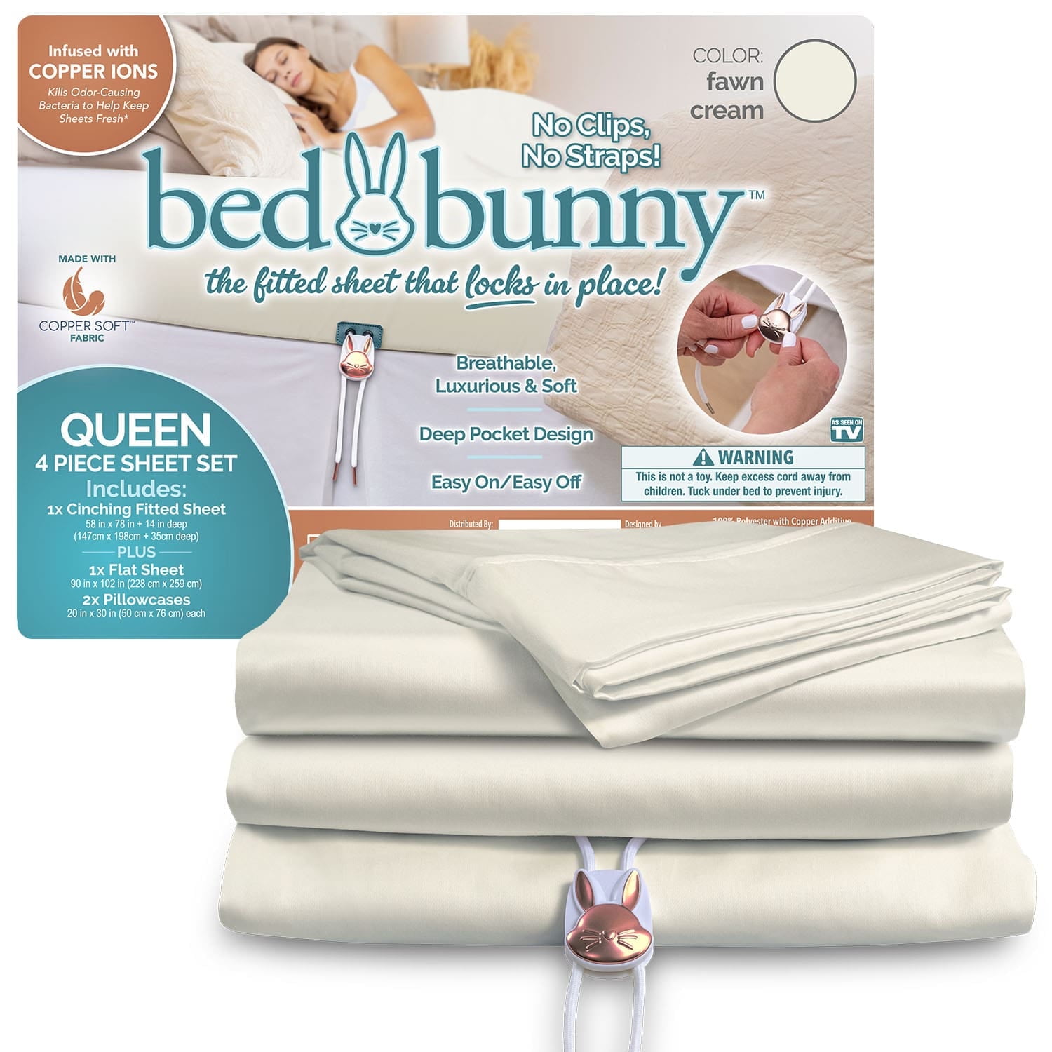 Queen Locking Fitted Bed Sheet Set (4 Pcs), Stays On & Won’t Slip Off ...