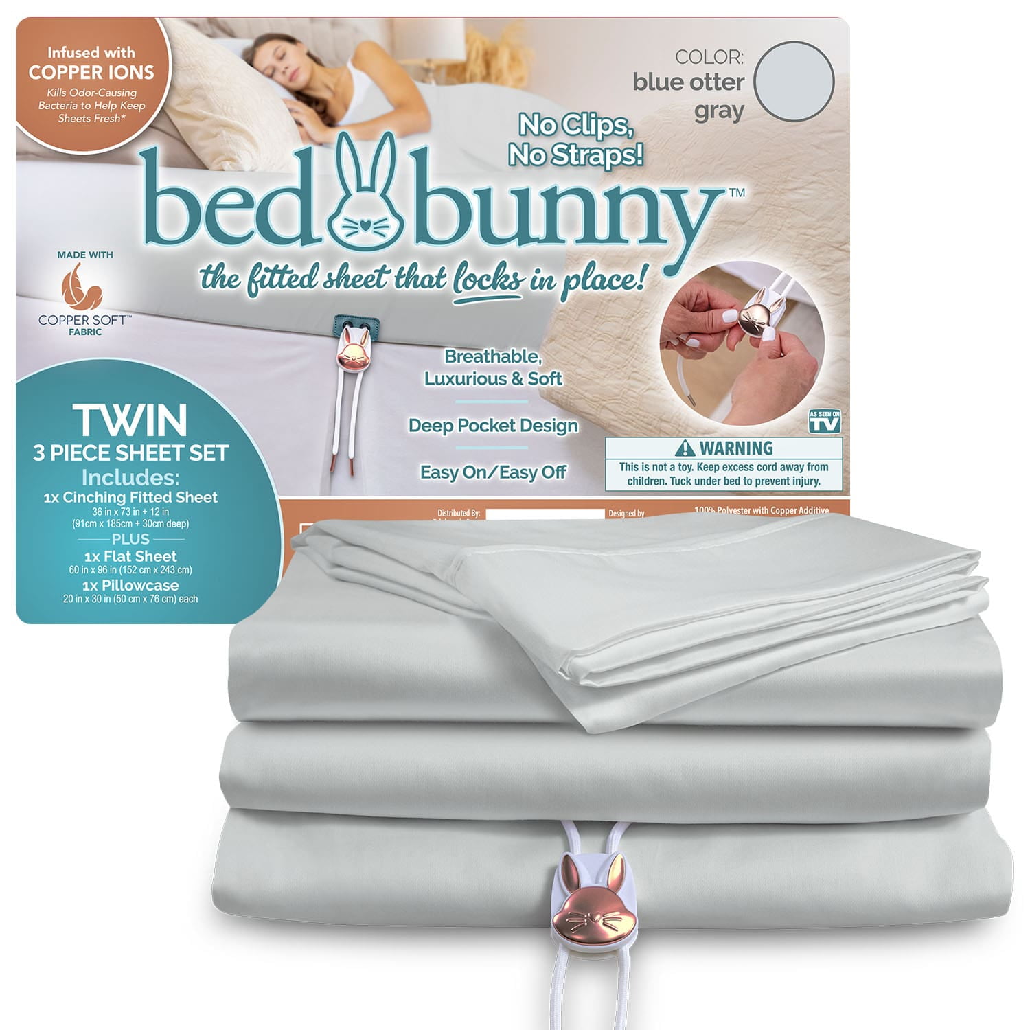 Bed Bunny Locking Fitted Bed Sheet Set, Stays On & Won’t Slip Off ...