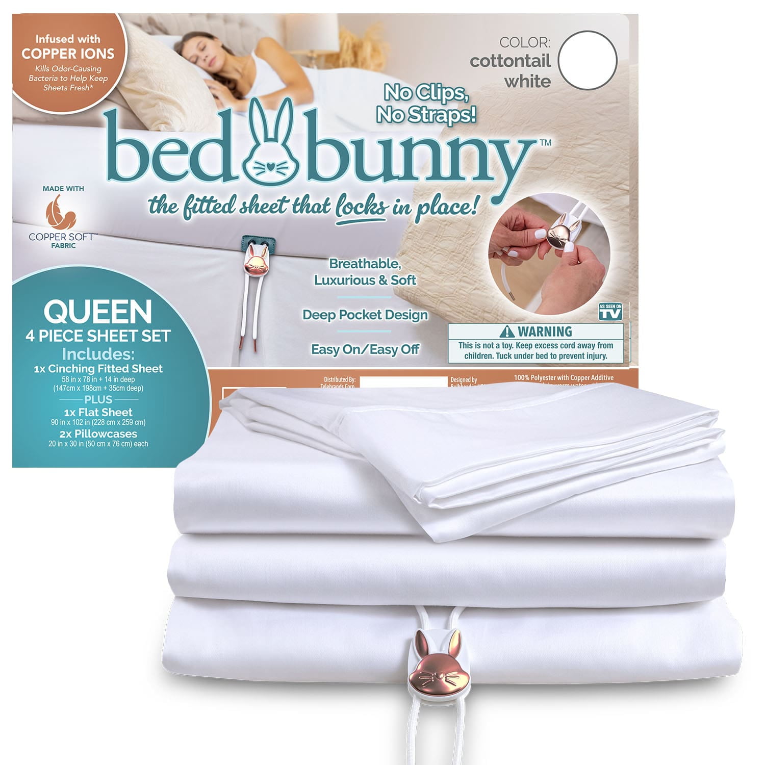 Bed Bunny Locking Fitted Bed Sheet Set, Stays On & Won’t Slip Off ...