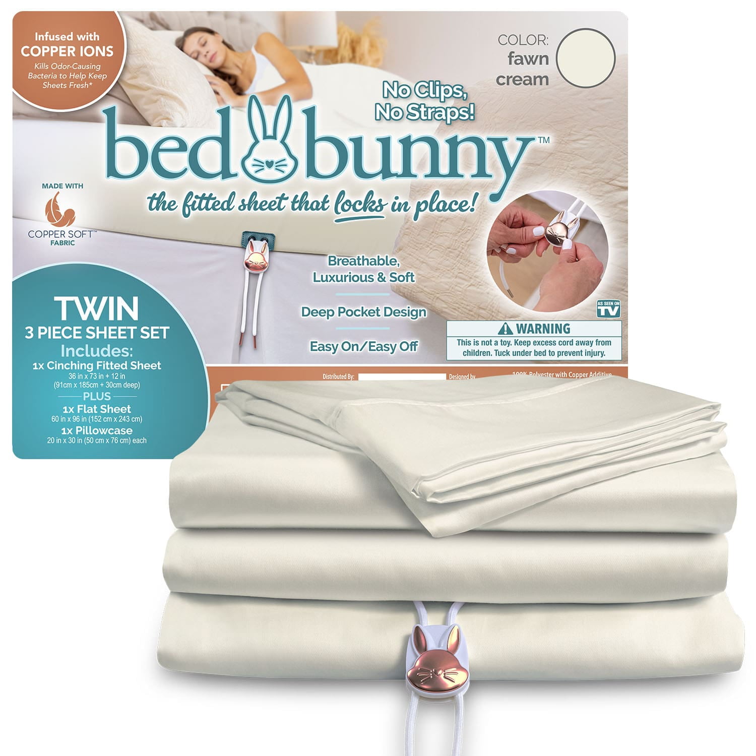 Bed Bunny Locking Fitted Bed Sheet Set, Stays On & Won’t Slip Off ...