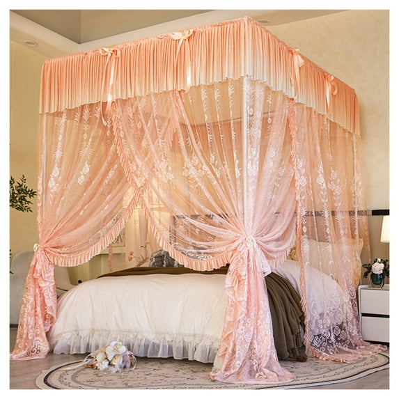 Bed Canopy Curtains, 4 Corner Bed Curtains, Cozy Mesh Mosquito Net ...