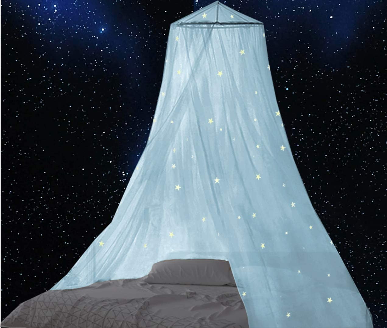 Bed Canopy Mosquito Net with Fluorescent Stars Glow in Dark for Baby ...