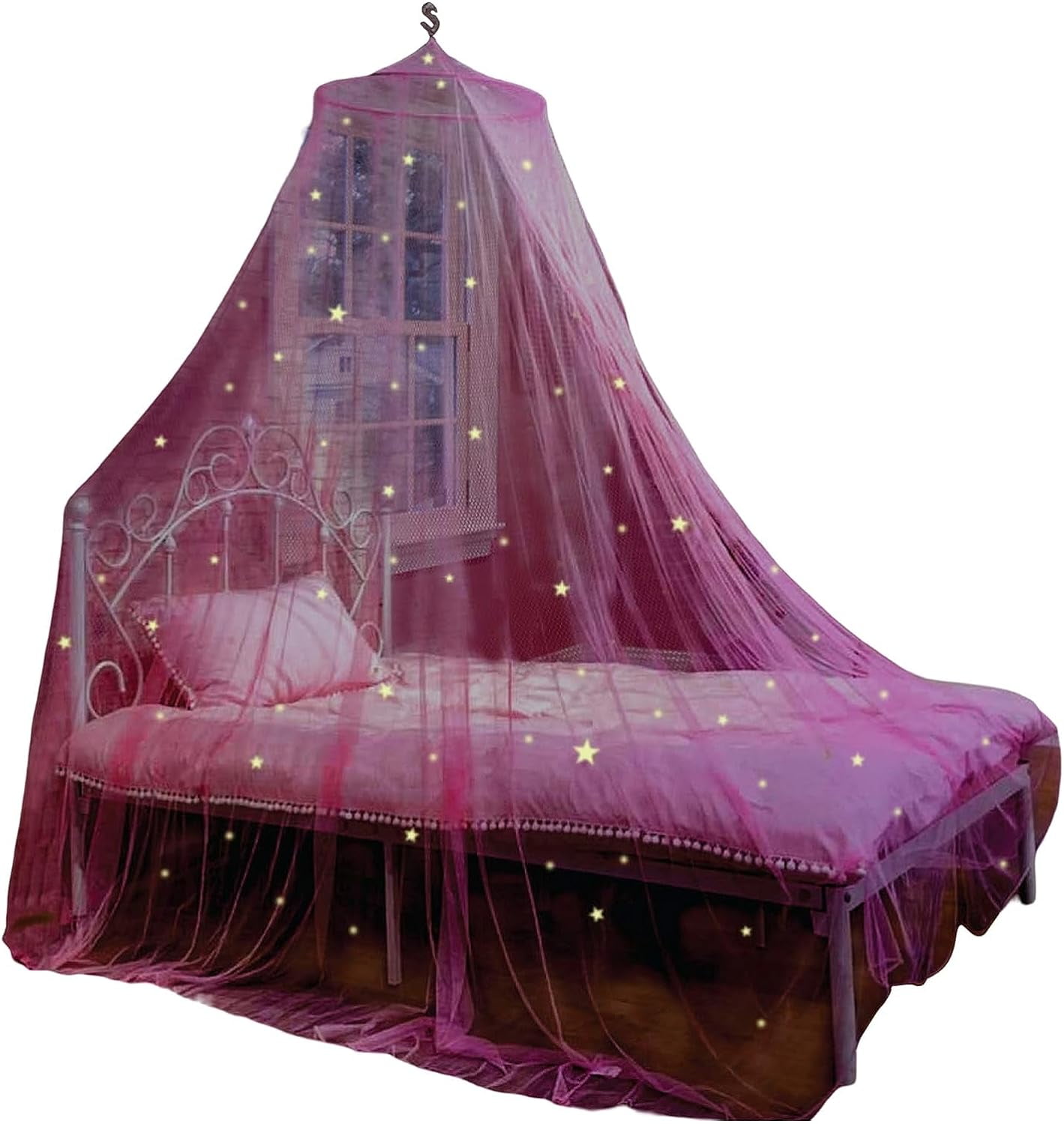 Bed Canopy, Princess Bed Curtain Net, Fluorescent Stars Design Round ...
