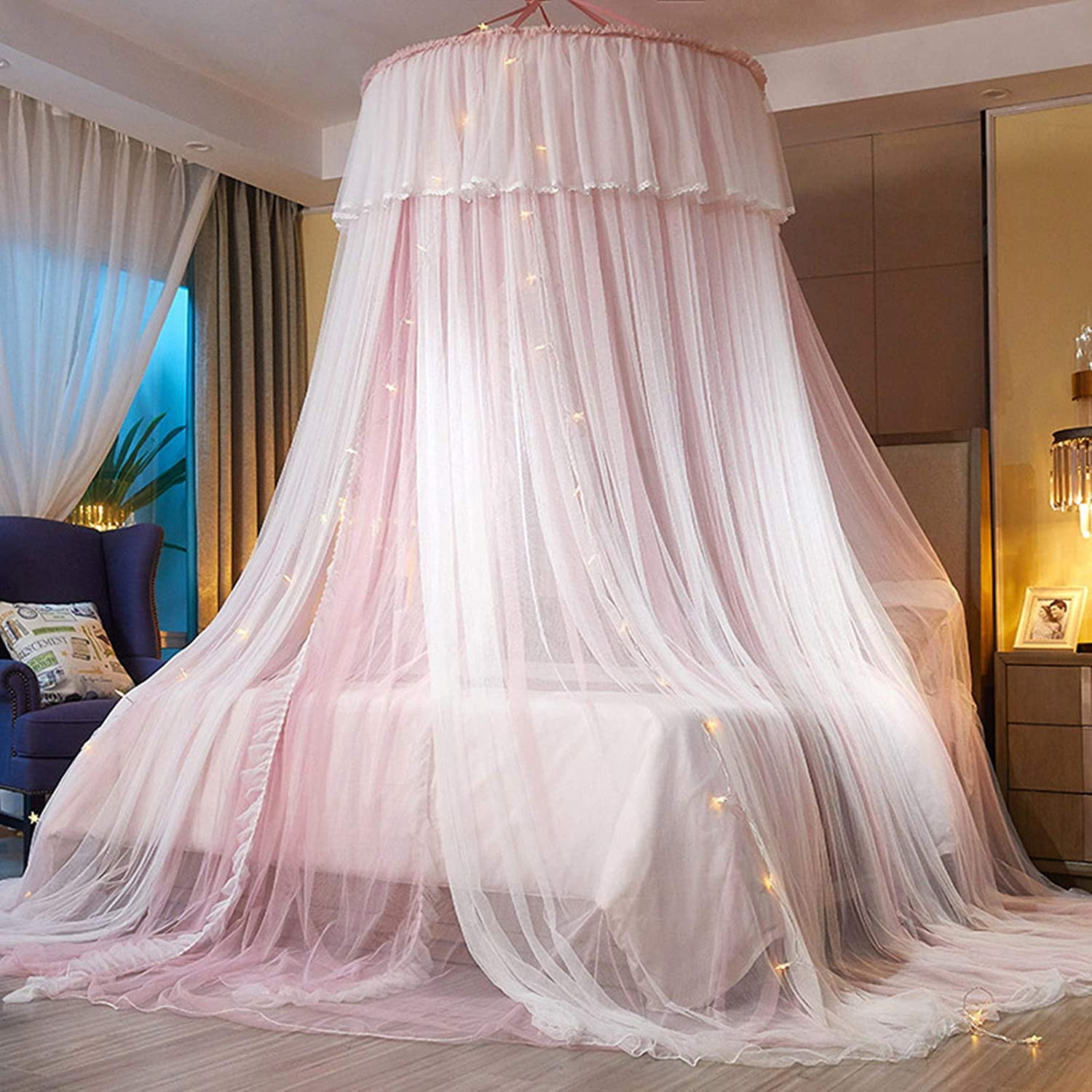 Bed Canopy Princess for Girls,Bed Canopy Curtain Double Layer Sheer ...