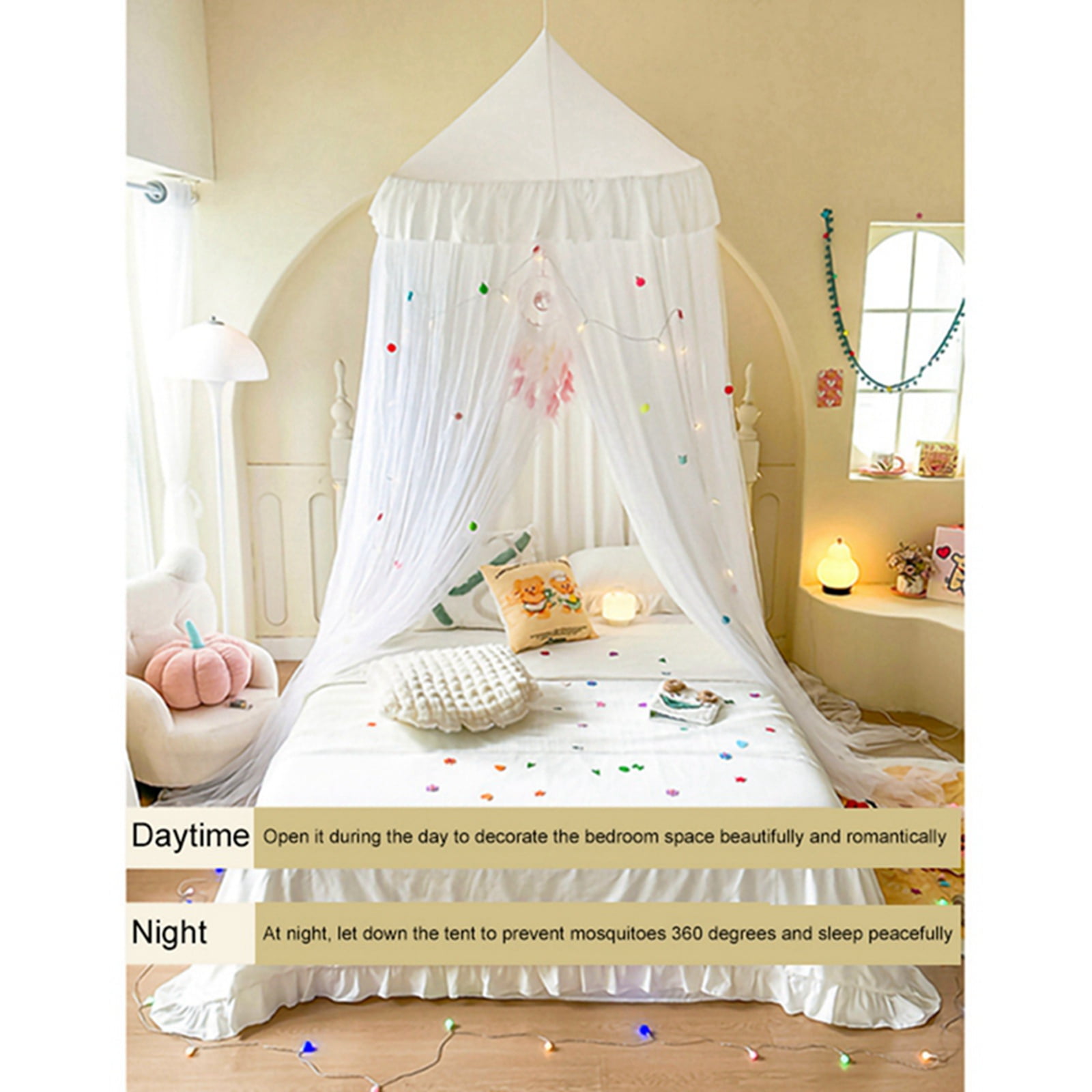 Bed Canopy for Girls Boys Bedroom Decor Hanging Canopy Blocking Light ...