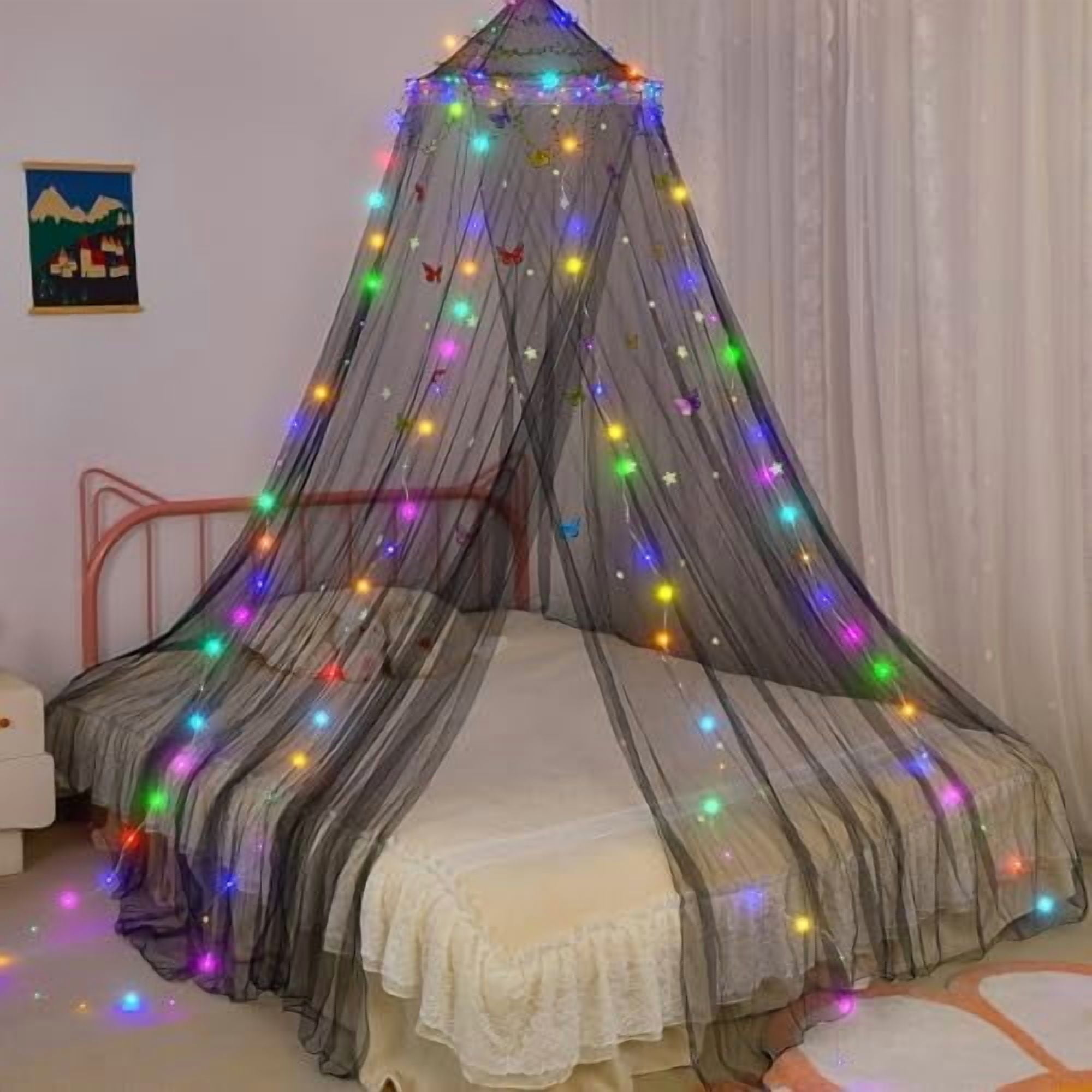Bed Canopy for Girls Room Bed Canopy Curtains with Led Lights Mosquito ...