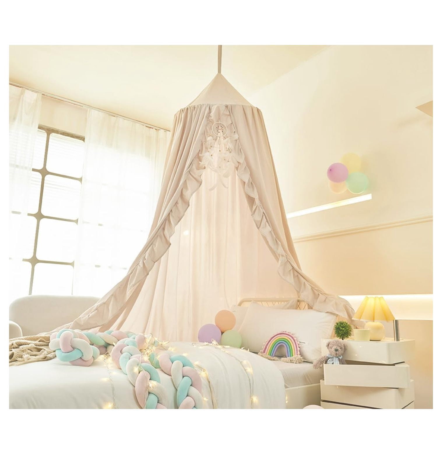 Bed Canopy for Girls,Ruffled Canopy Bed Curtains Canopy for Girls Room ...