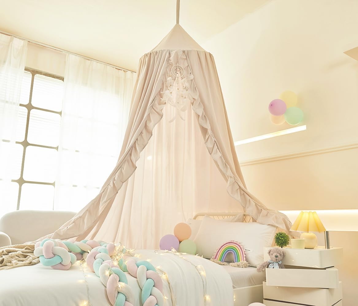 Bed Canopy for Girls,Ruffled Canopy Bed Curtains Canopy for Girls Room ...