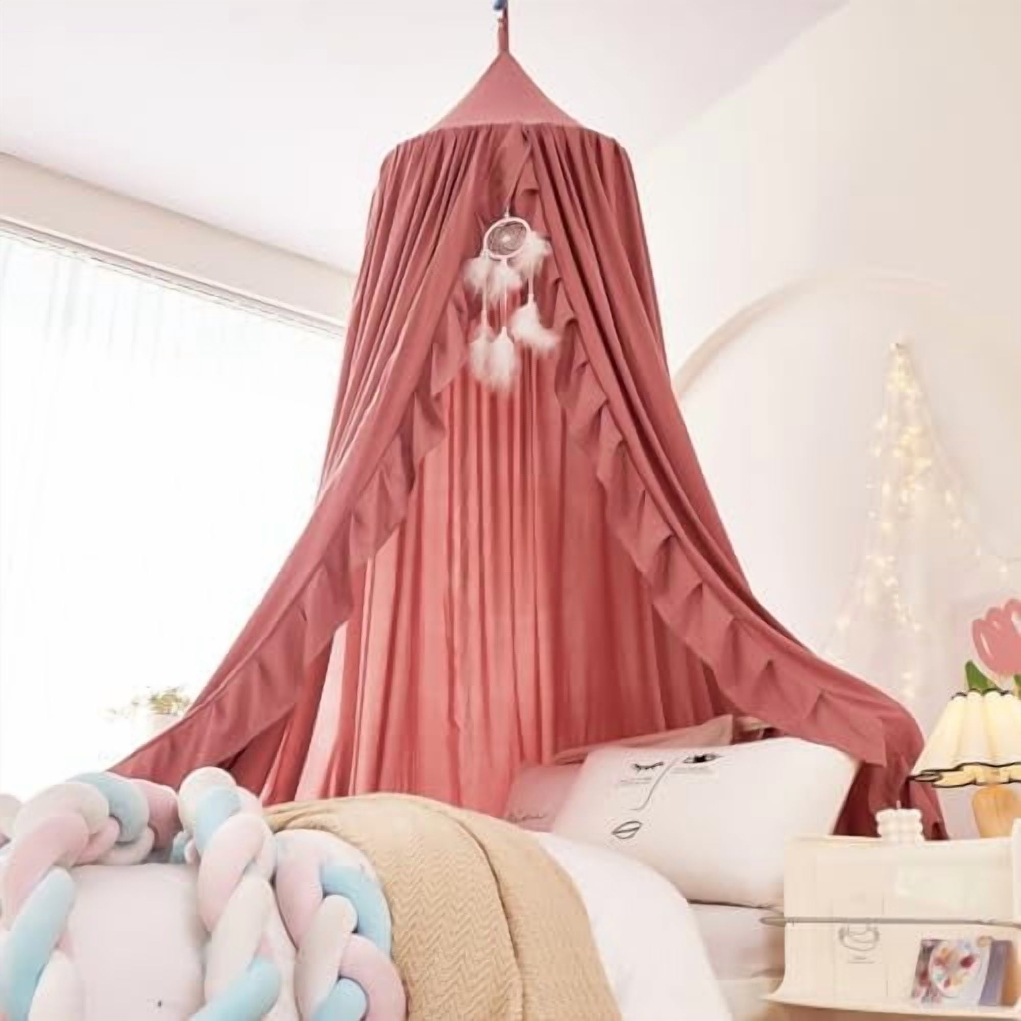 Bed Canopy for Girls,Ruffled Canopy Bed Curtains Canopy for Girls Room ...