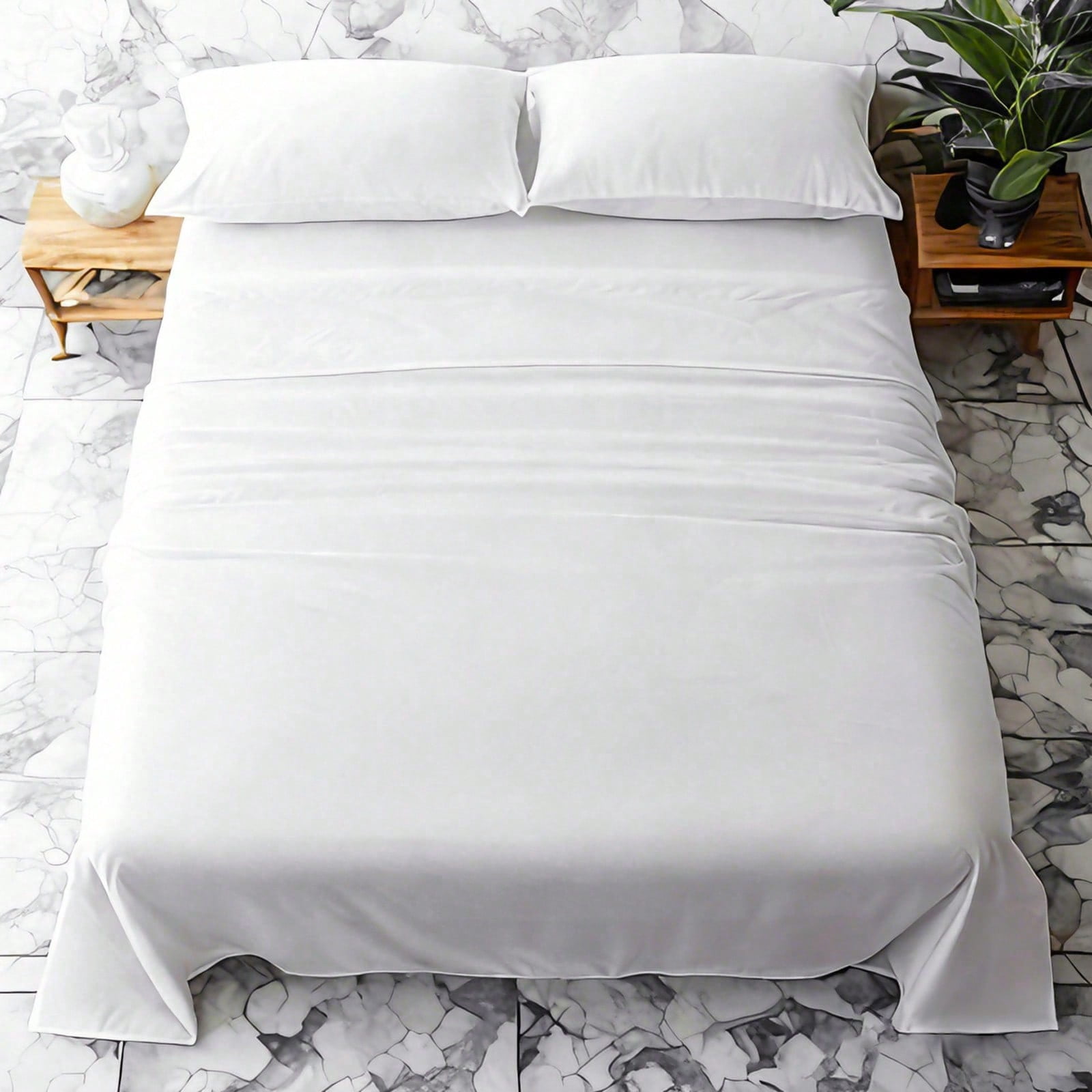 Bed Comforter Set Super Soft Microfiber Bed Sheet Set, White, Wrinkle ...