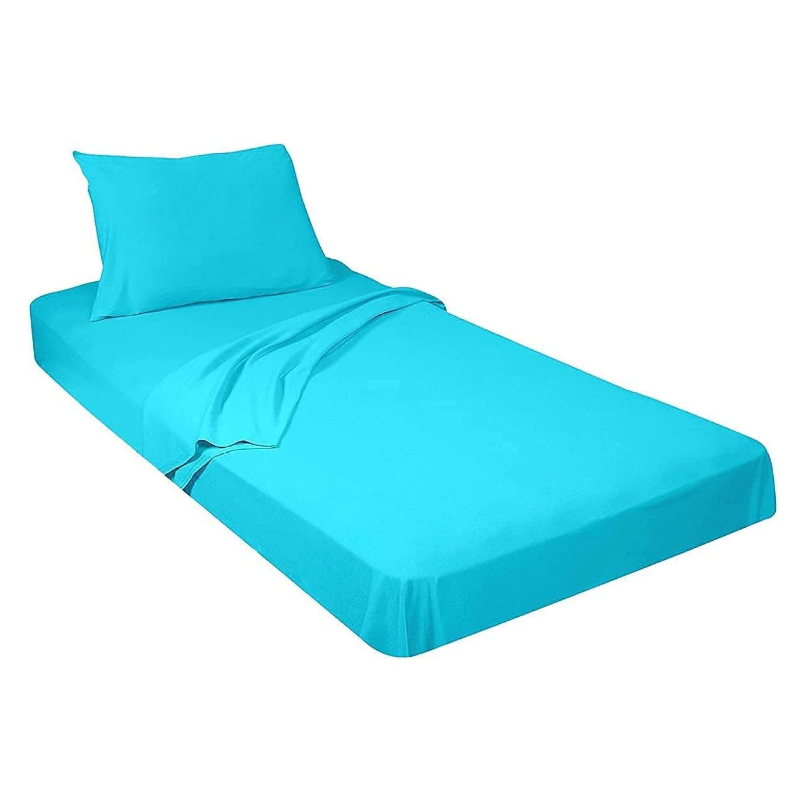 Bed Cot Fitted Sheet - 30" x 75" Turquoise Solid - 2 Qty Cot Fitted ...