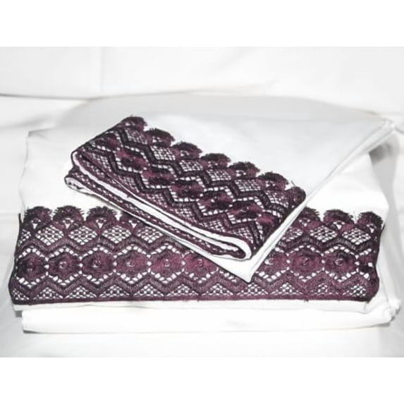 Bed Crochet Lace Set - King XL Size Cotton 6 PC's Sheet Set with ...