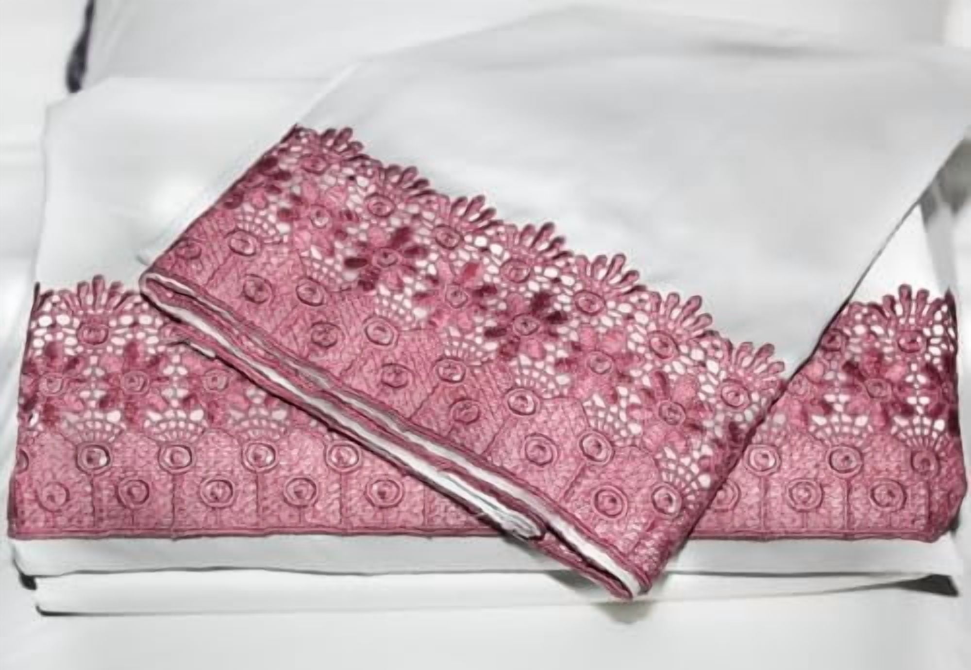 Bed Crochet Lace Set - Three Quarter Size Cotton 6 PC's Sheet Set with ...