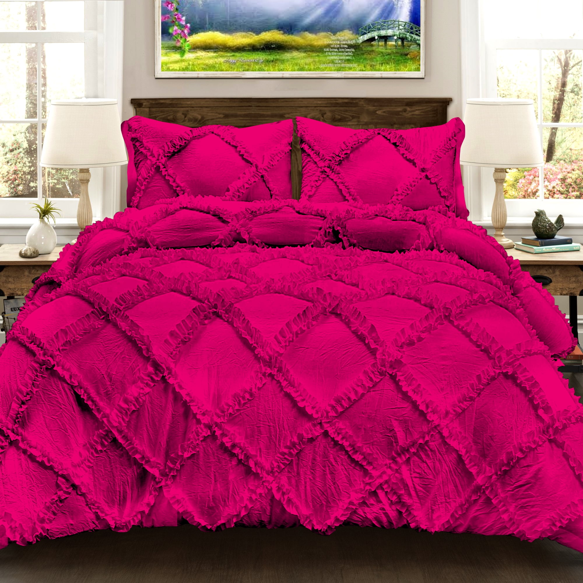 BedDecor 400TC 100% Egyptian Cotton Hot Pink, Twin/Twin XL Size 3Pcs ...