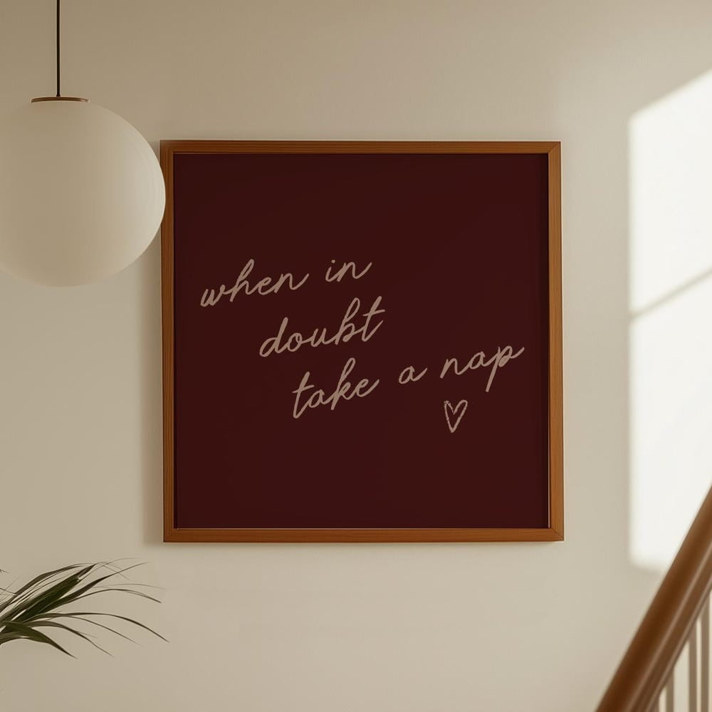 Above Bed Decor: When In Doubt Take A Nap Print, Funny Poster, Cozy ...