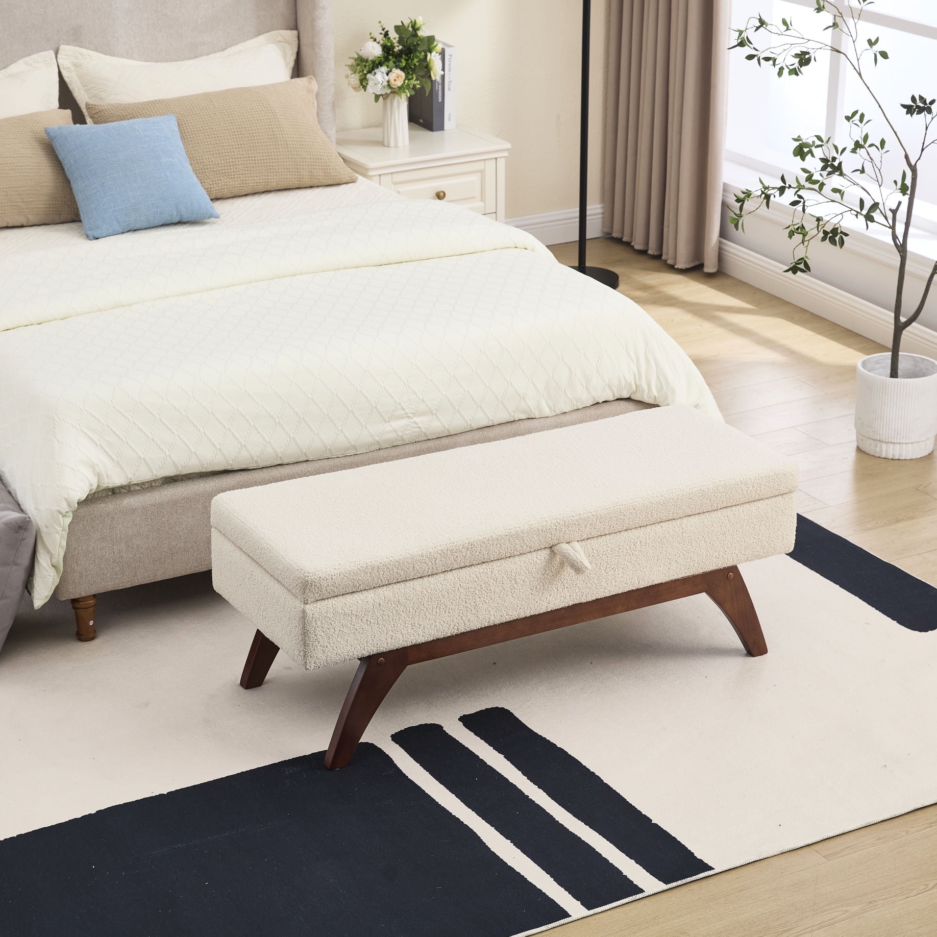 Bed End Stool with Storage Function | Relax after Work, Store Bedroom ...